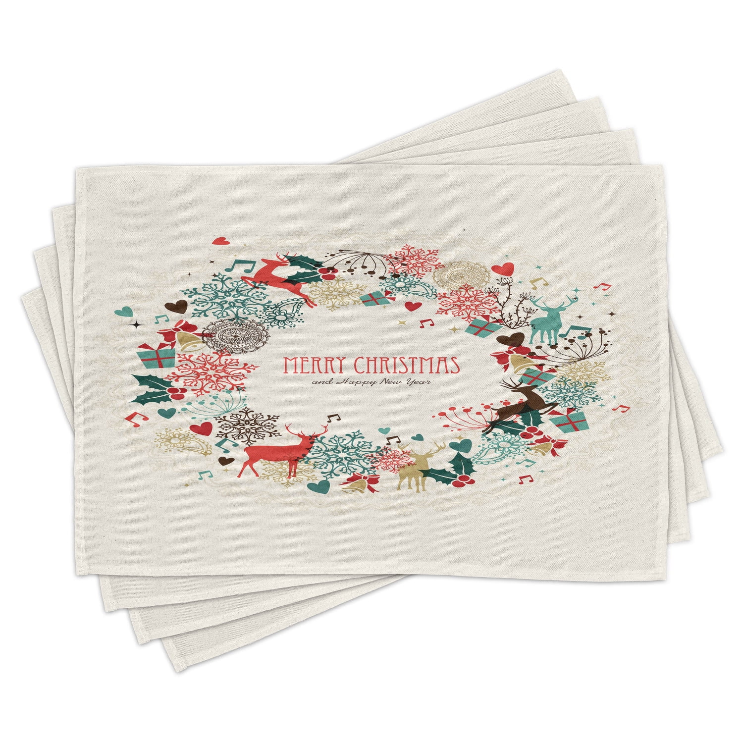 Ambesonne Christmas Place Mats Set of 4, Vintage Garland, Standard Size ...