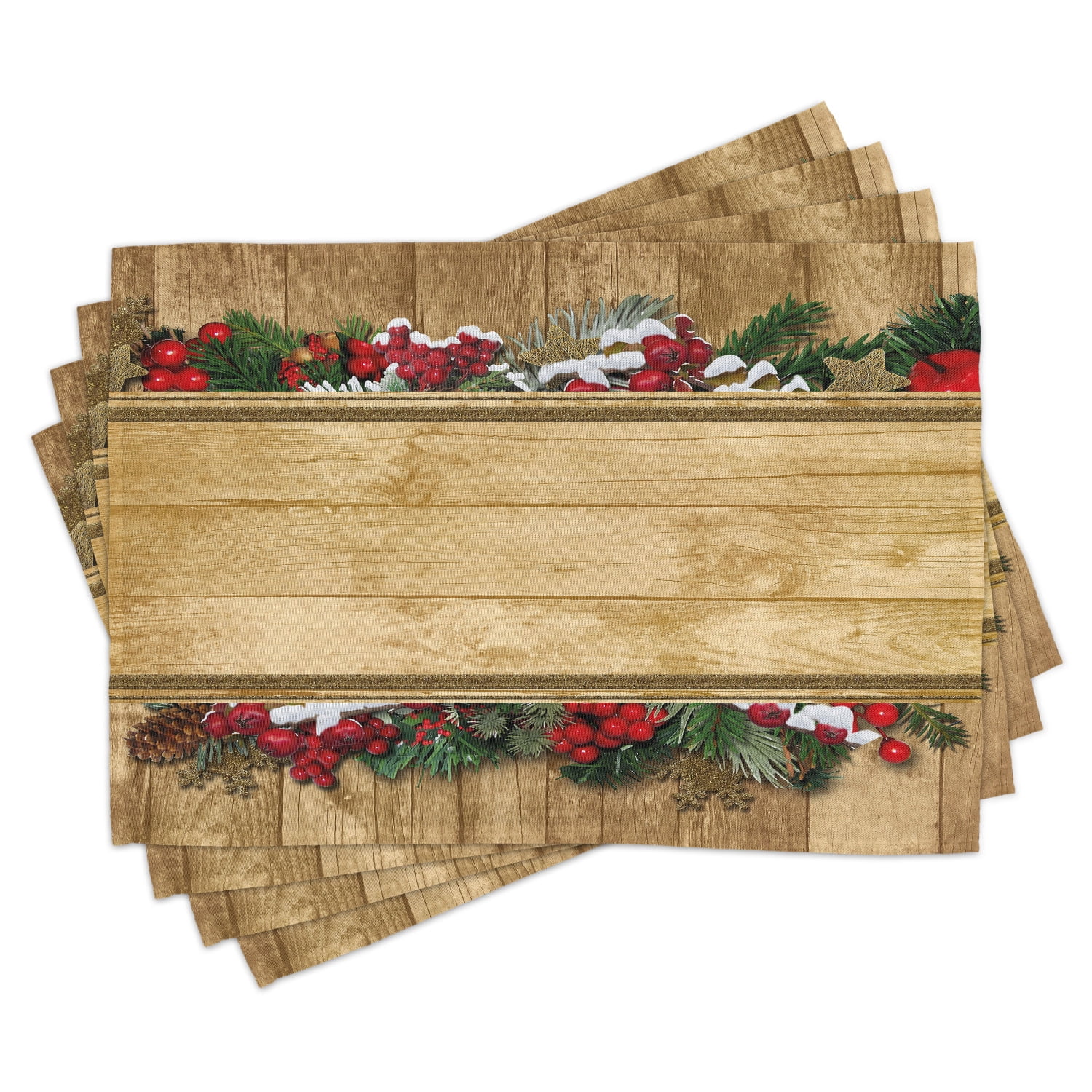 Ambesonne Christmas Place Mats Set of 4, Vintage Noel Greeting ...