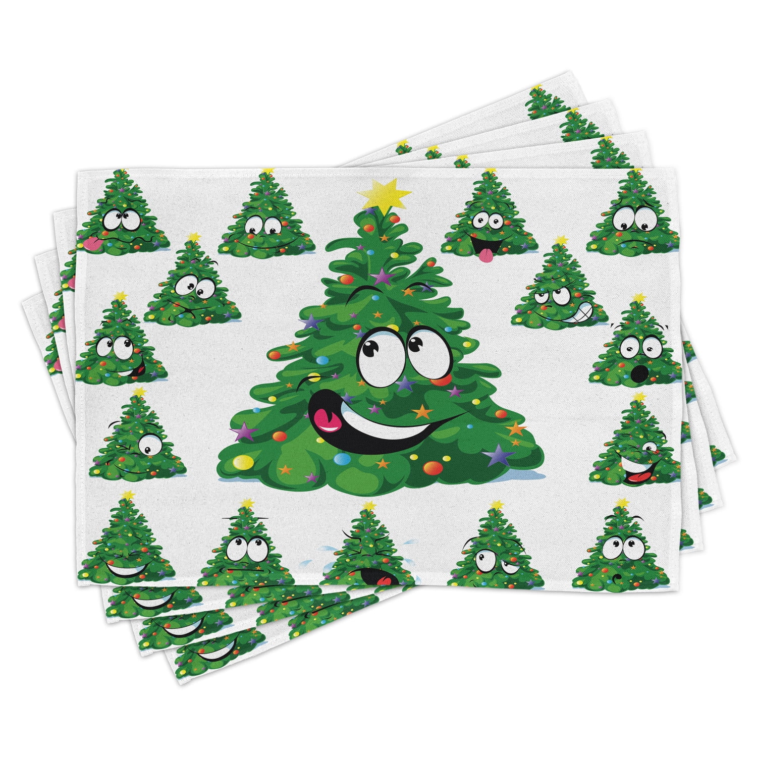 Ambesonne Christmas Place Mats Set of 4, Xmas Cartoon Funny, Standard ...