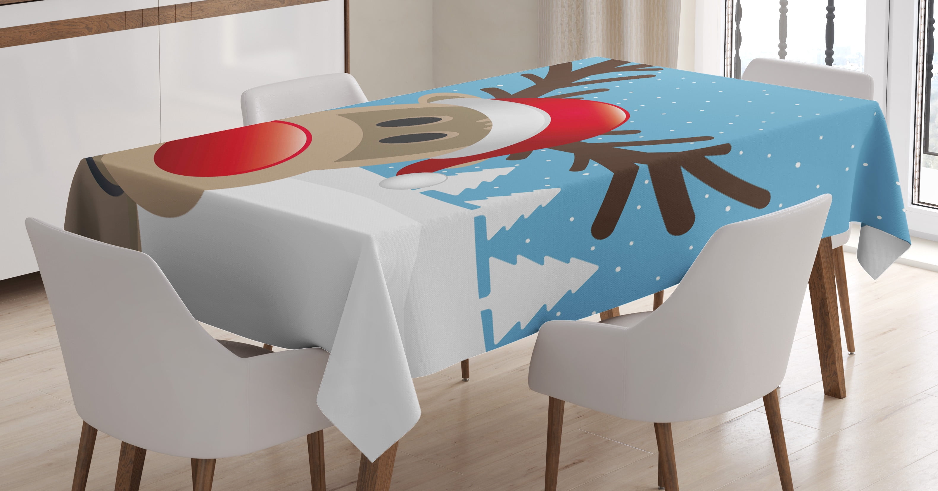 Ambesonne Christmas Tablecloth Rectangular Table Cover, Reindeer ...