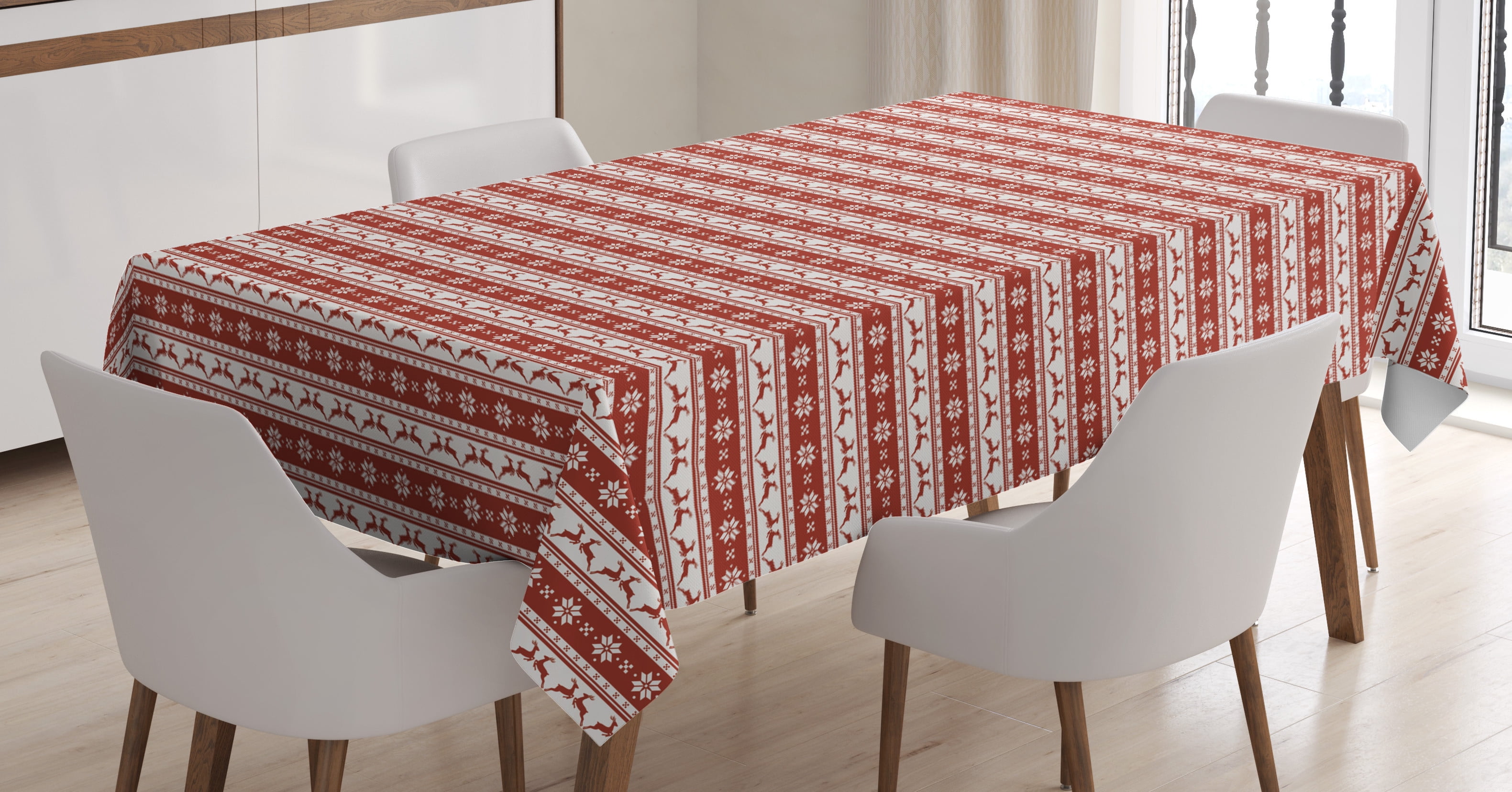 Ambesonne Christmas Tablecloth Rectangular Table Cover, Scandinavian ...
