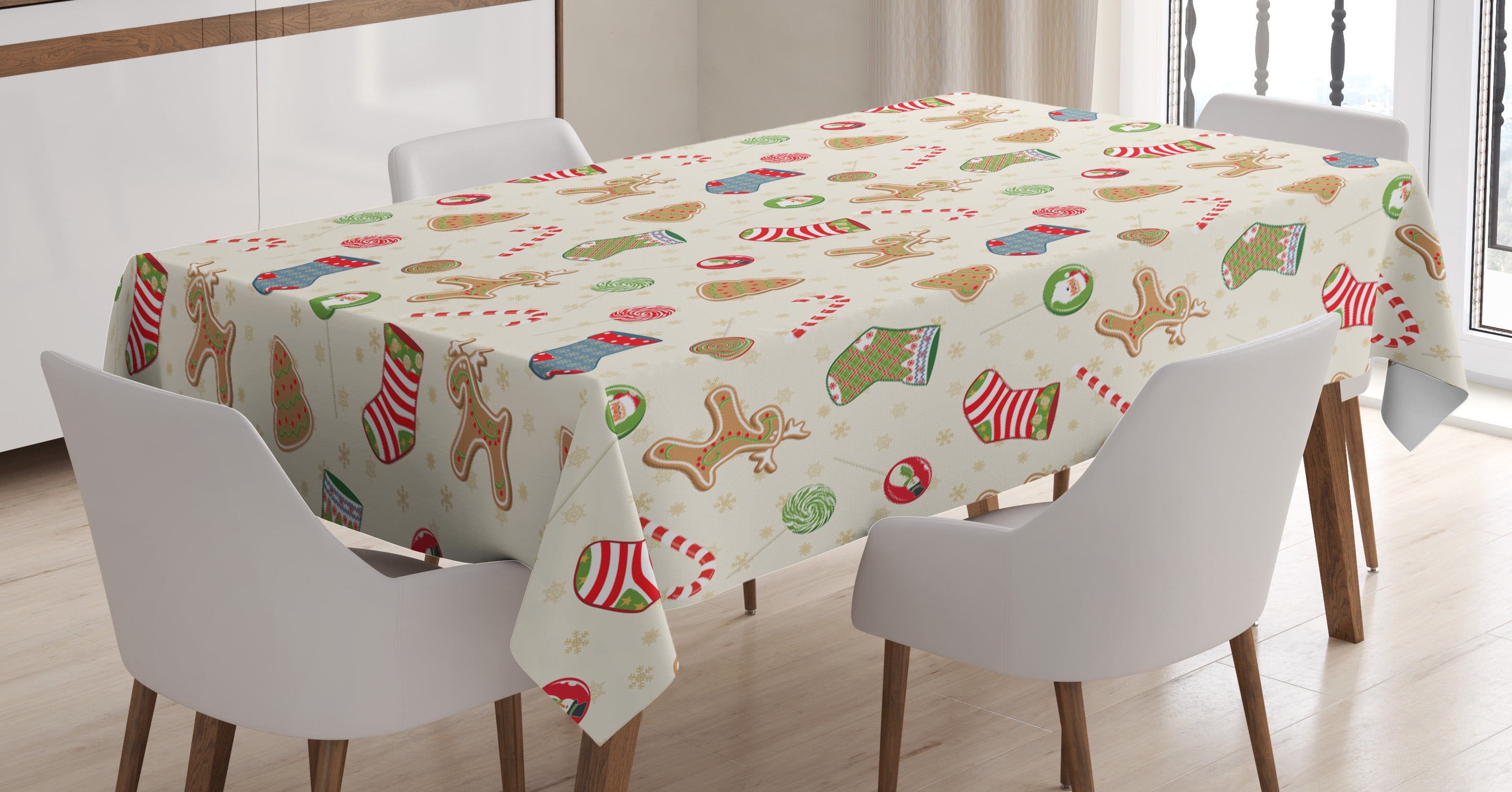 Ambesonne Christmas Tablecloth Rectangular Table Cover, Traditional ...