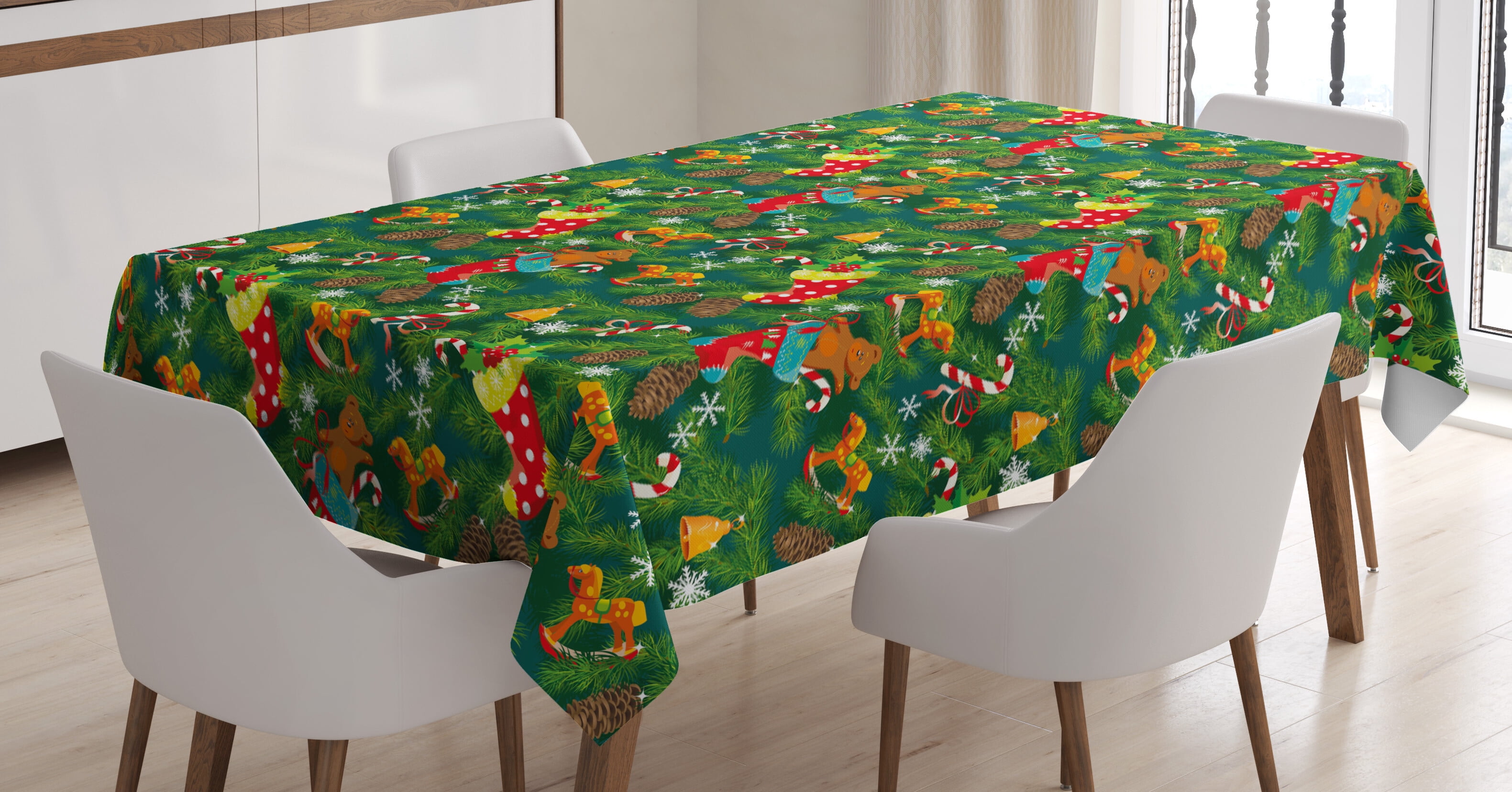 Ambesonne Christmas Tablecloth Rectangular Table Cover, Xmas ...