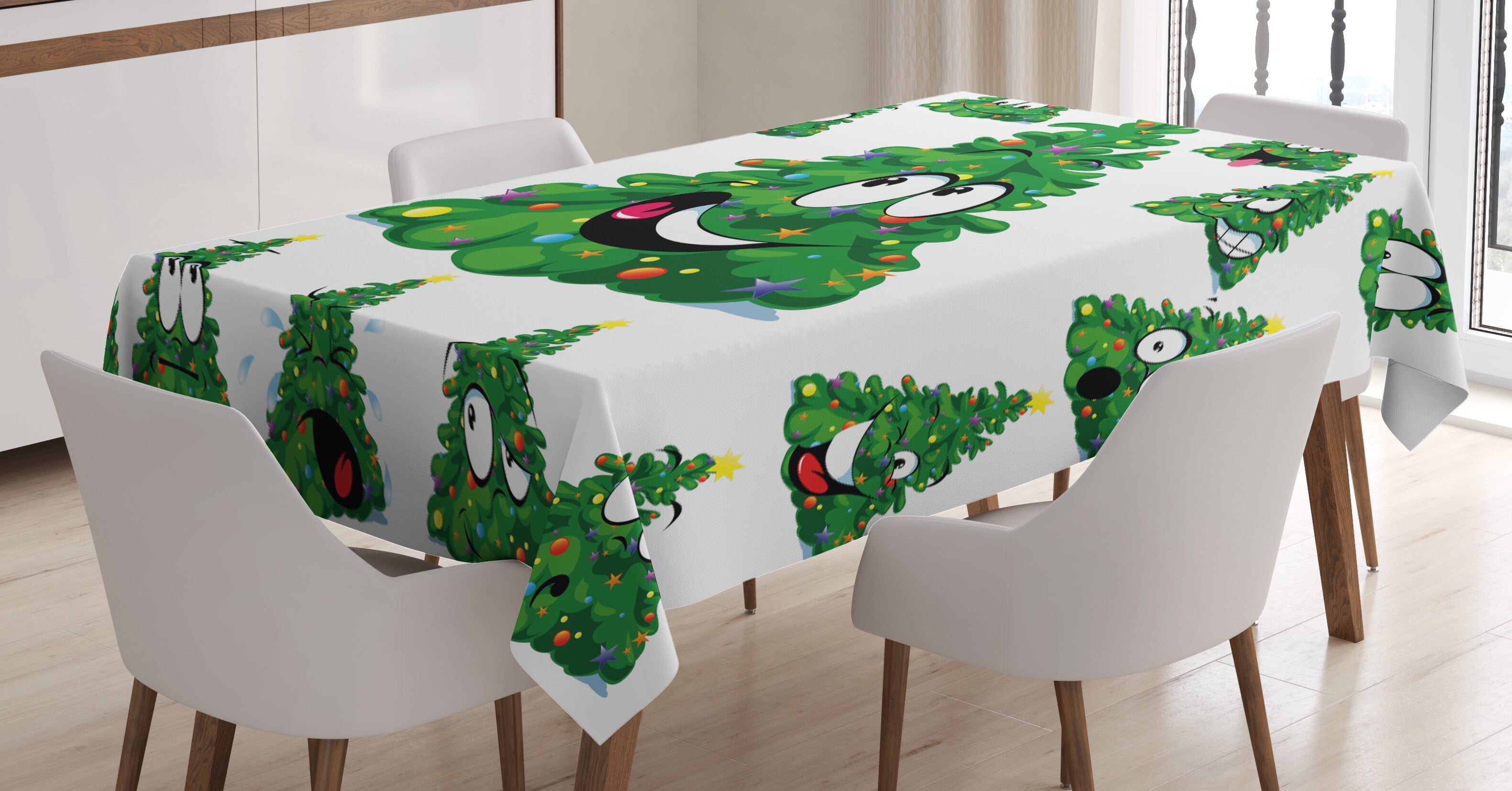 Ambesonne Christmas Tablecloth Rectangular Table Cover, Xmas Cartoon ...