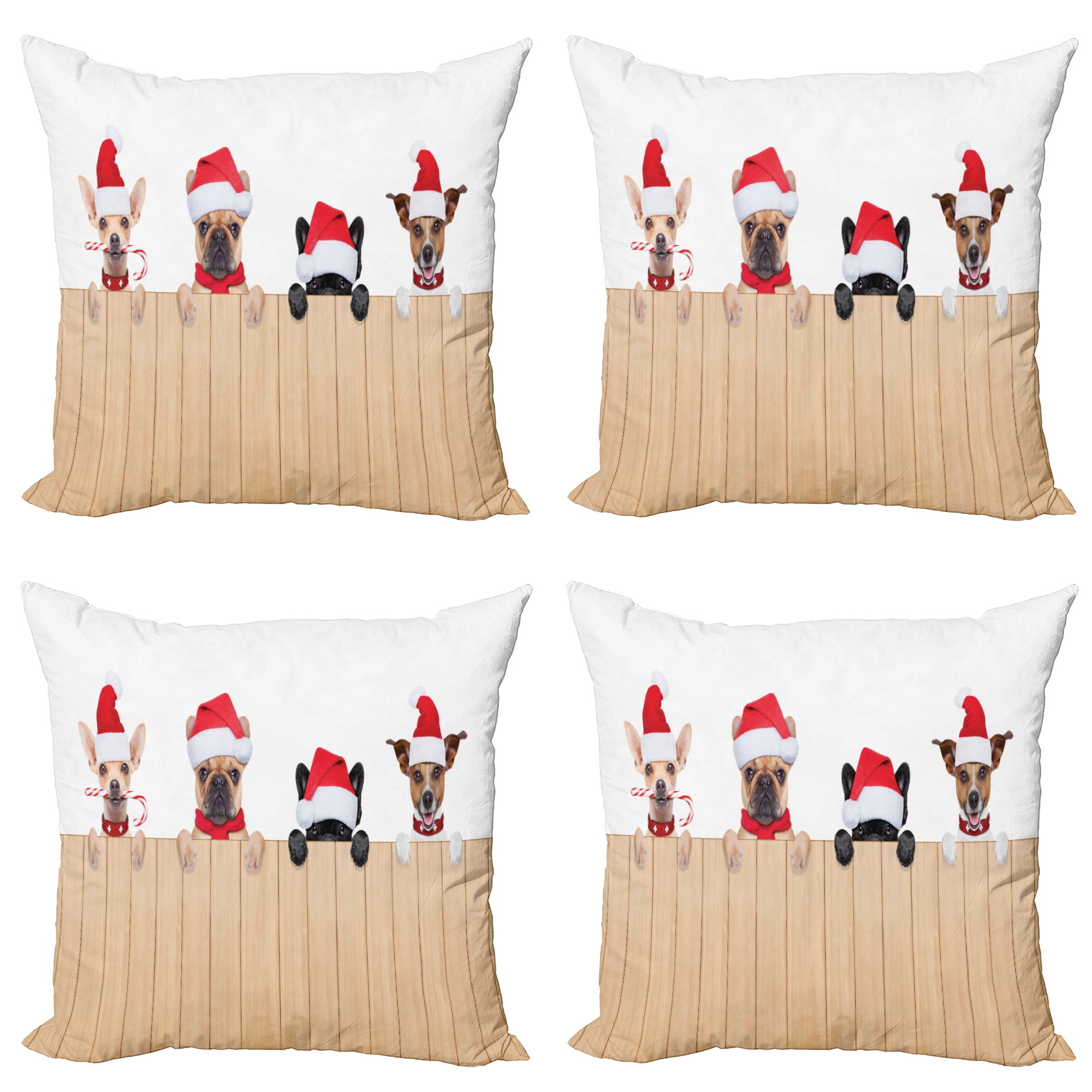 Ambesonne Christmas Throw Pillow Cover 4 Pack, Wooden Fences Humor, 16 ...