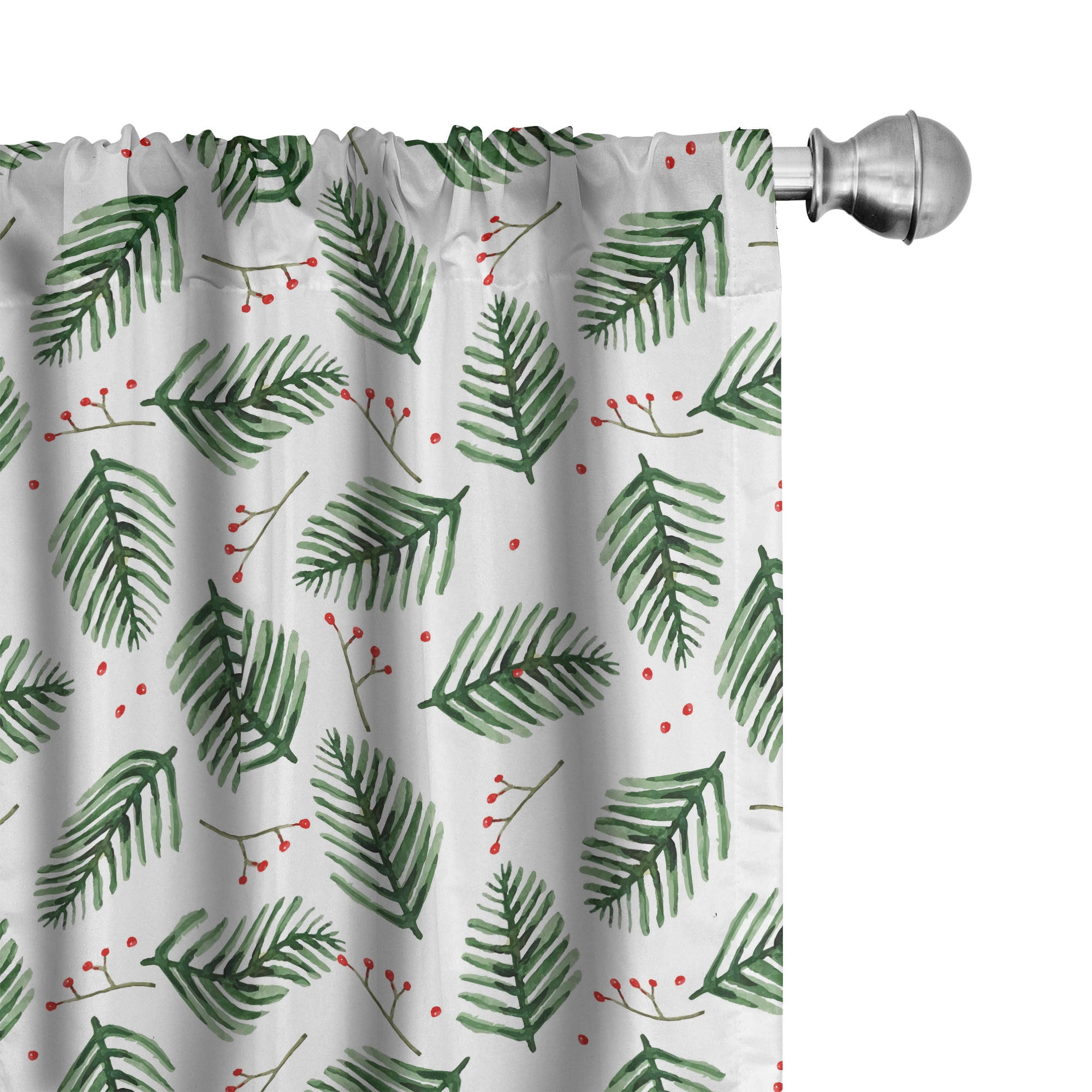 Ambesonne Christmas Tree Window Curtains, Branches Pattern, Each 28" W ...