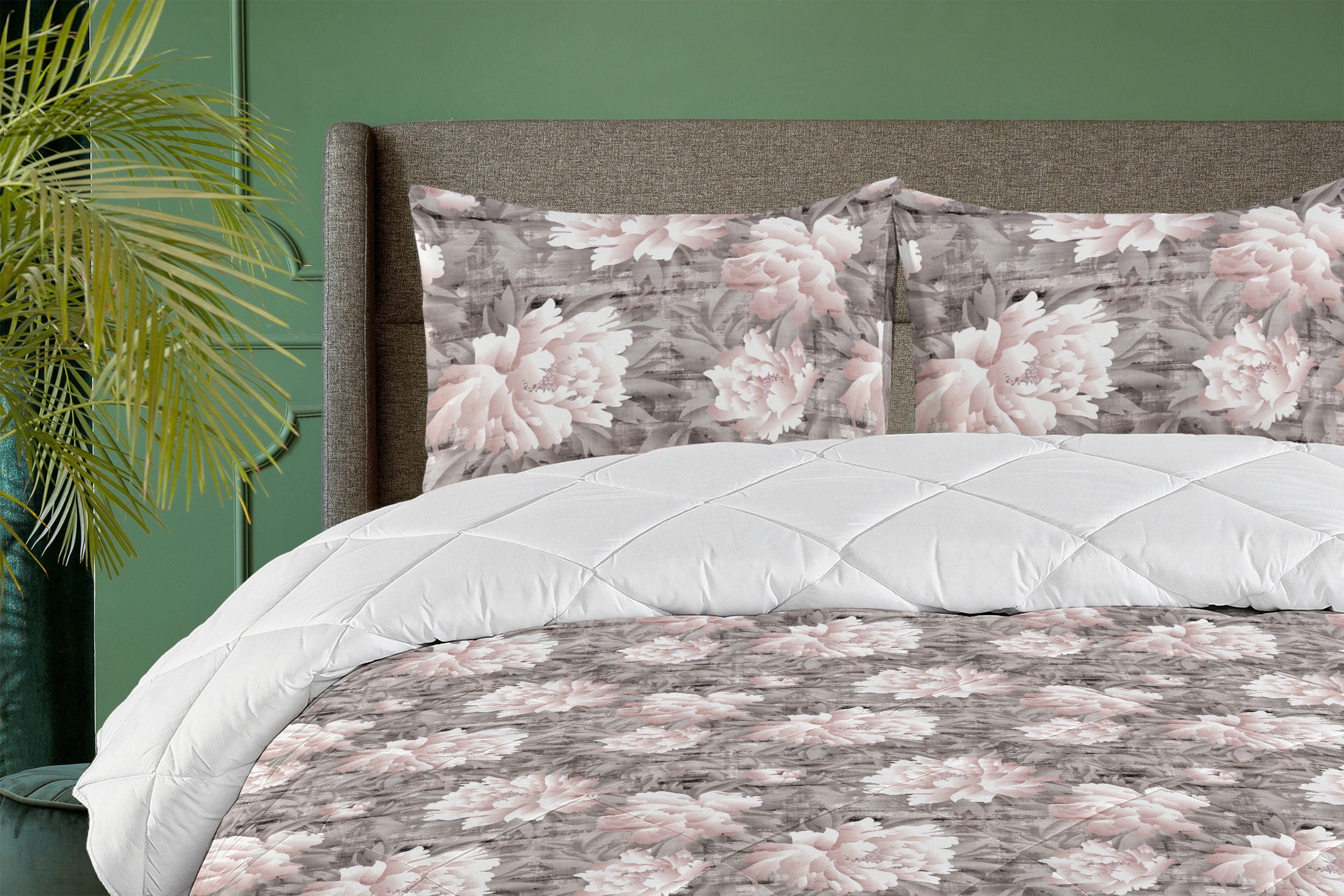 Ambesonne Chrysanthemum Down Alternative Quilt Comforter, Neutral ...