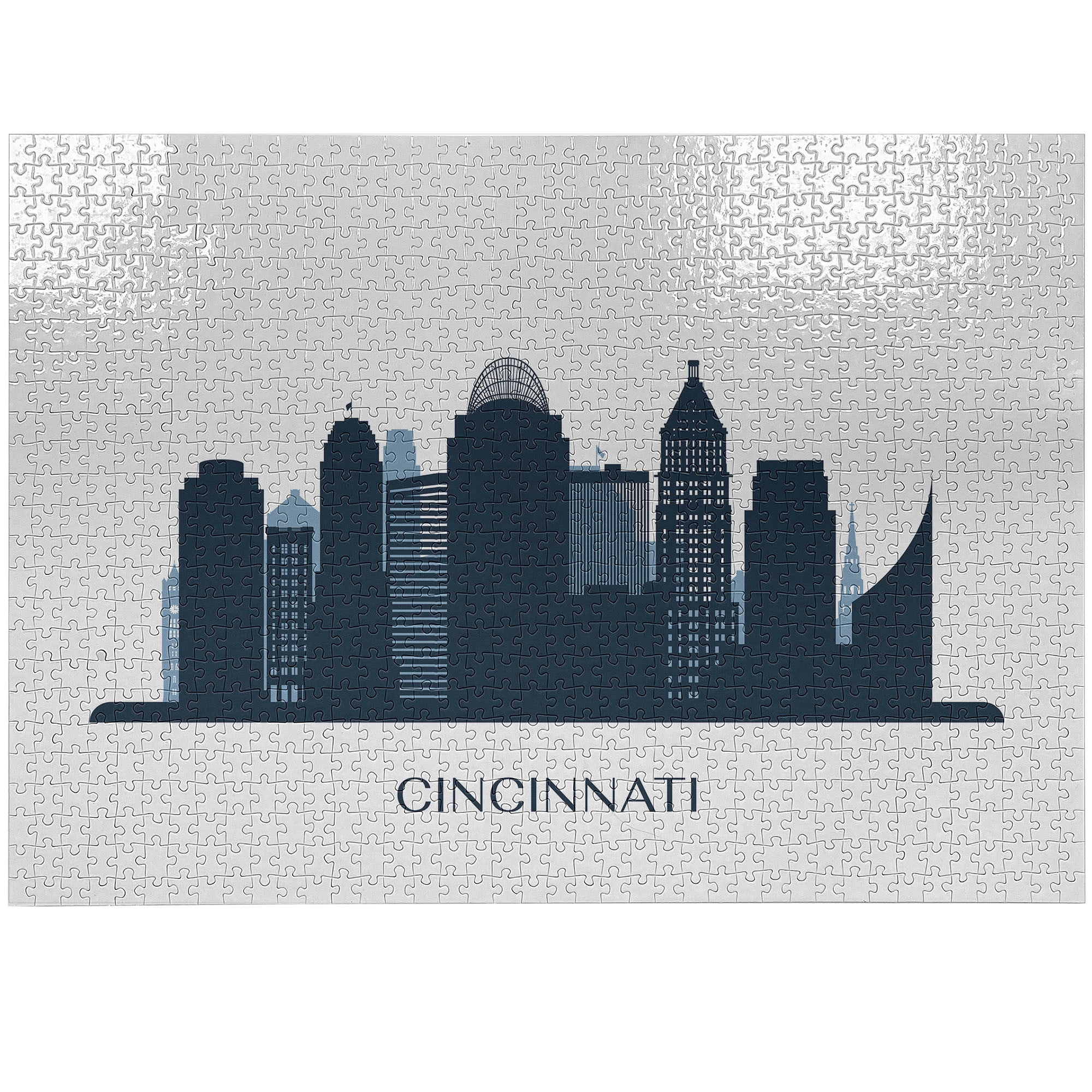 Ambesonne Cincinnati Jigsaw Puzzle Durable Cardboard, Silhouette of ...