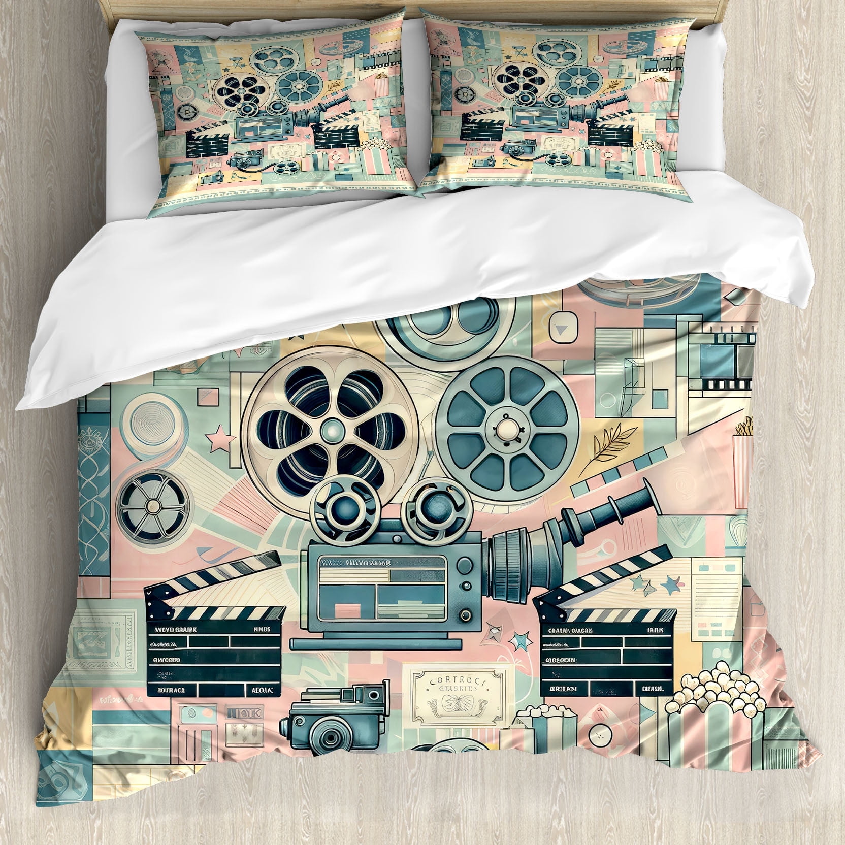 Ambesonne Cinema Lover Duvet Cover Set, Movie Themed Modern, Calking ...