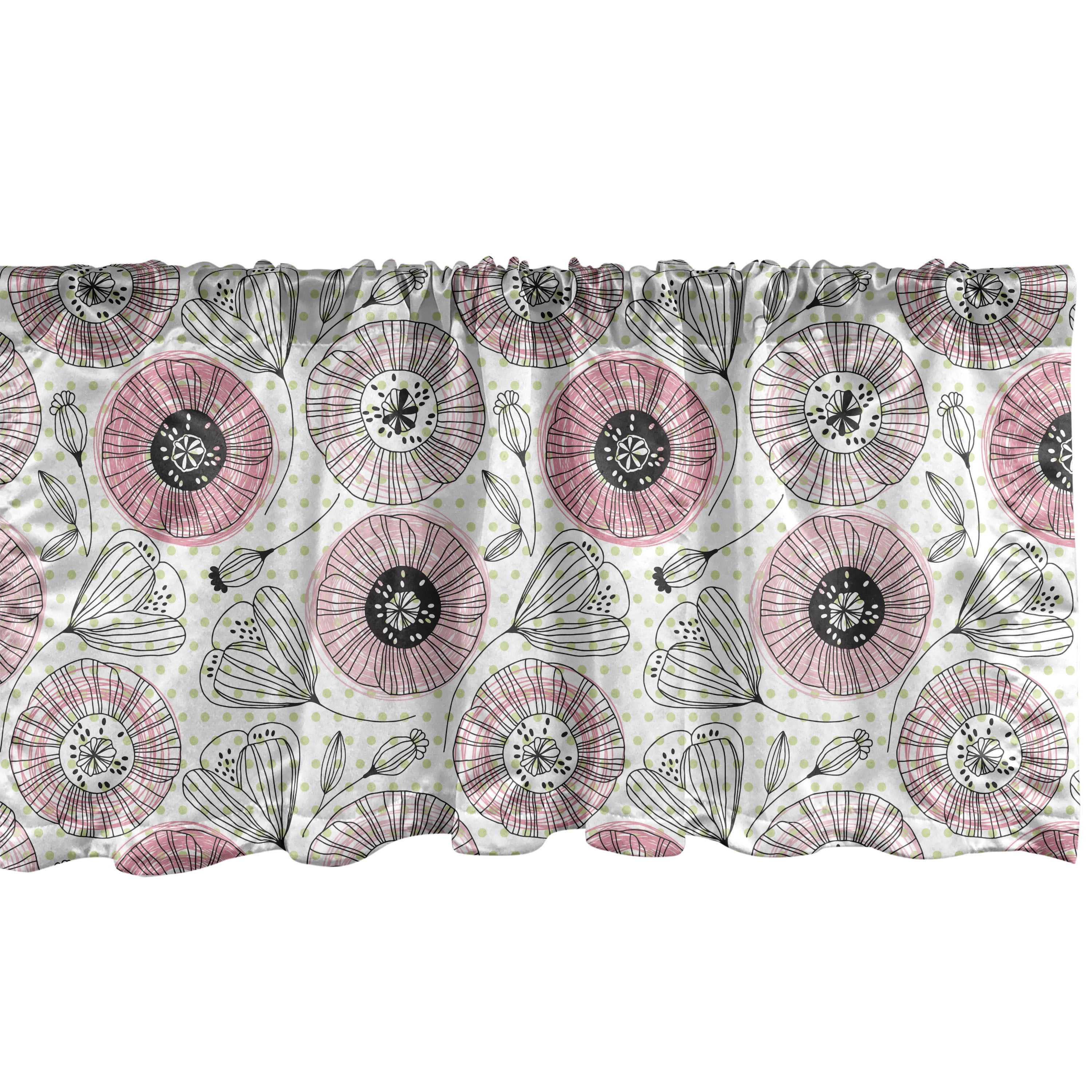 Ambesonne Circle Pattern Window Valance, Garden Art Doodle, 42" x 12 ...