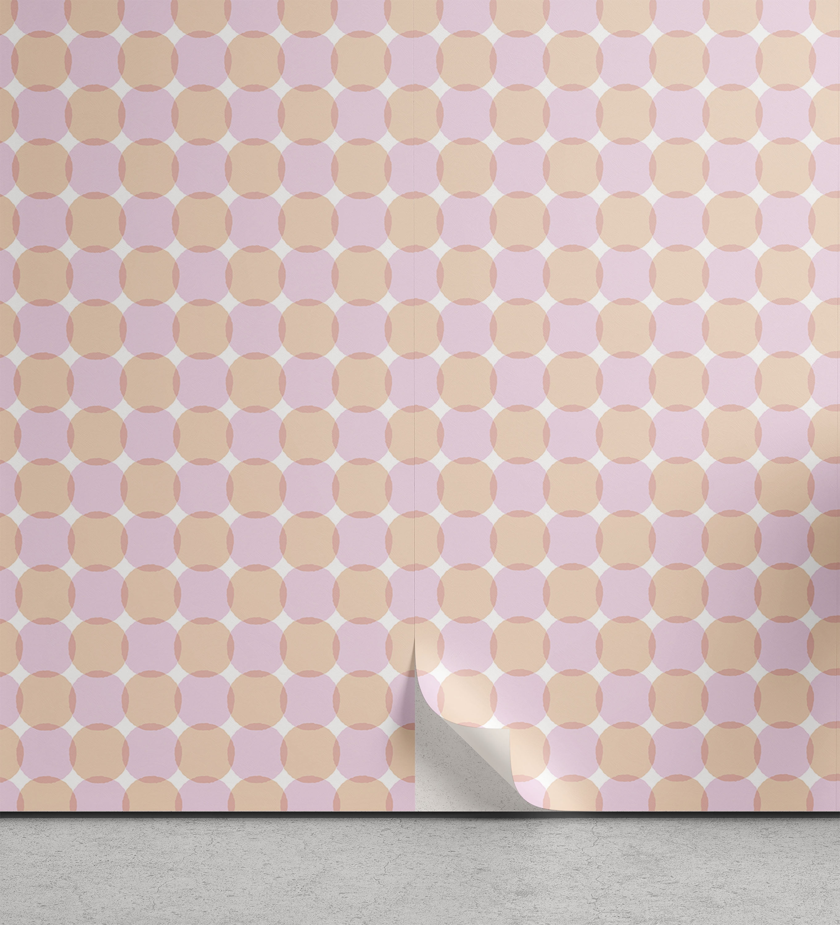 Ambesonne Circle Peel & Stick Wallpaper for Home, Blush Tones Oval ...