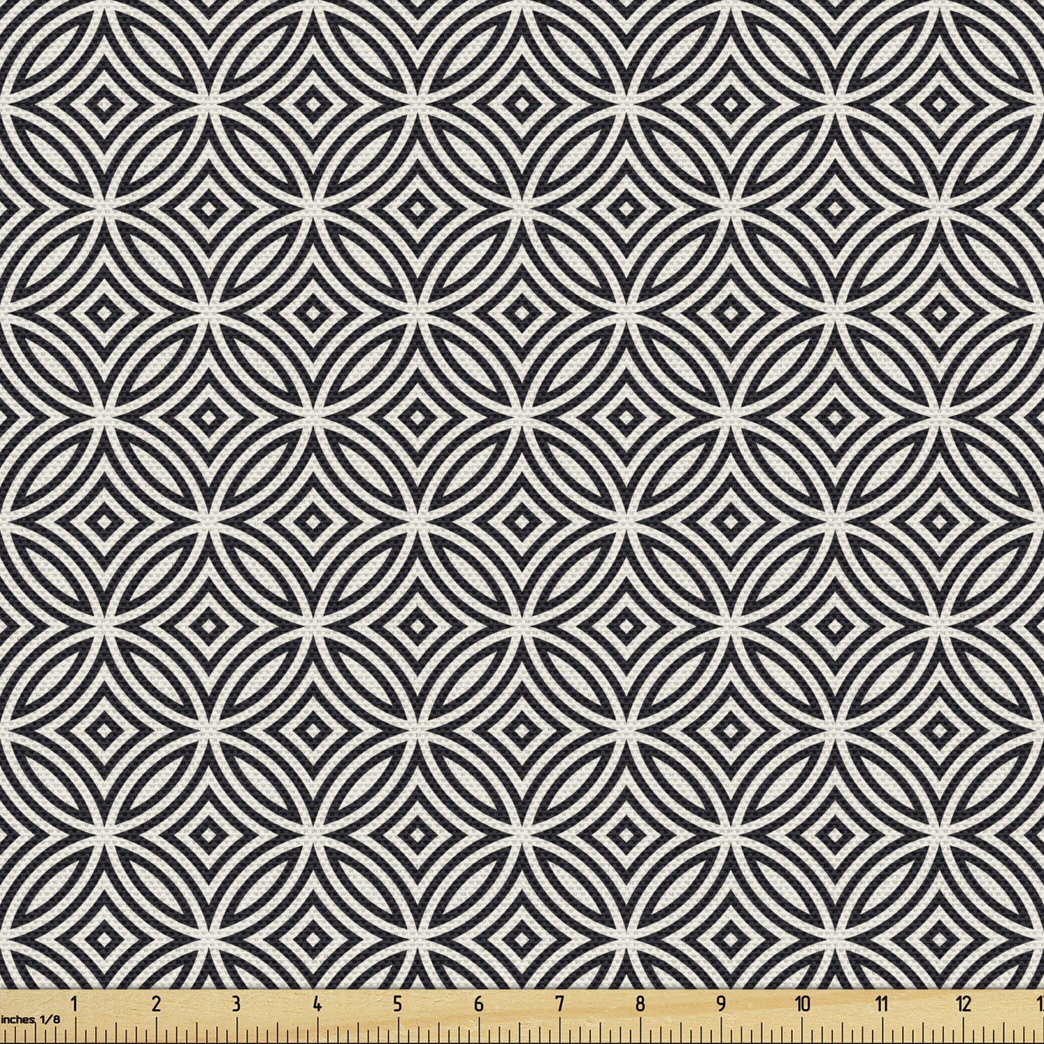 Ambesonne Circles Fabric by the Yard Upholstery, Geometric Latticework ...