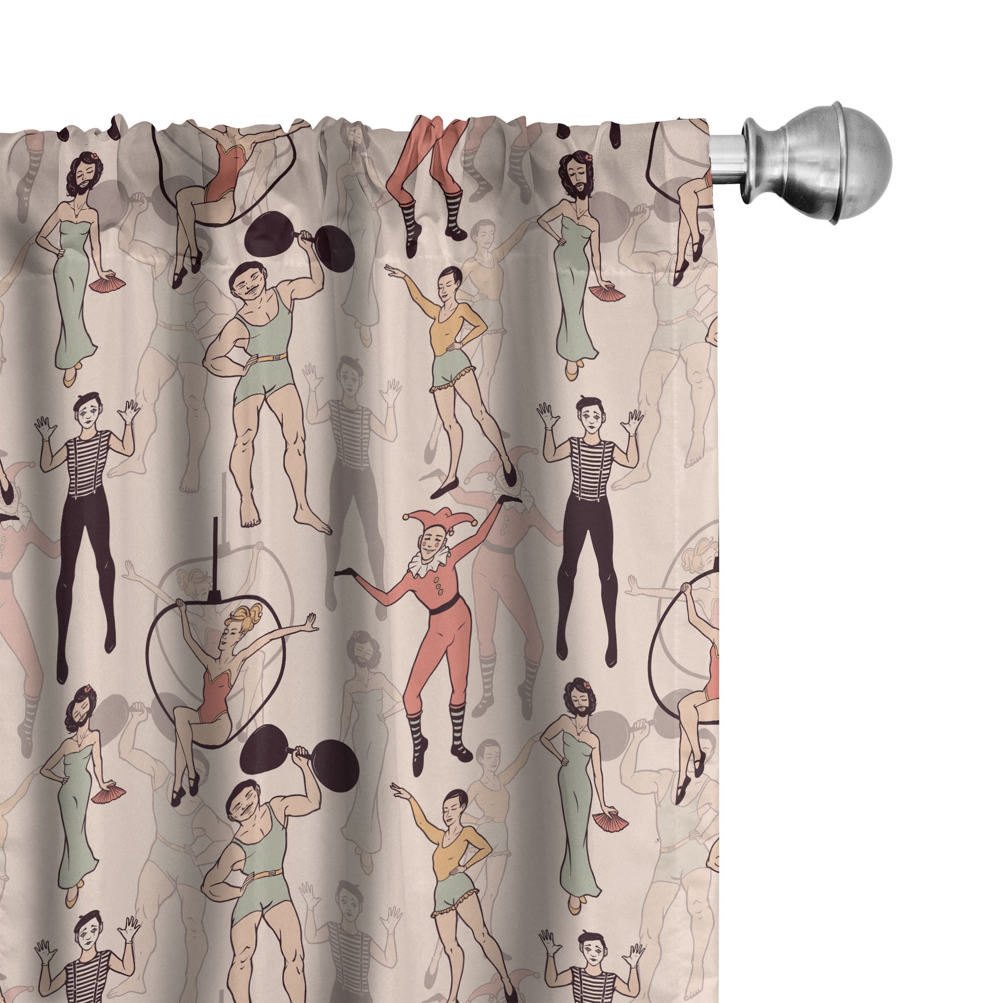 Ambesonne Circus Curtains, Acrobat Clown Gymnast, Pair of 28"x95 ...