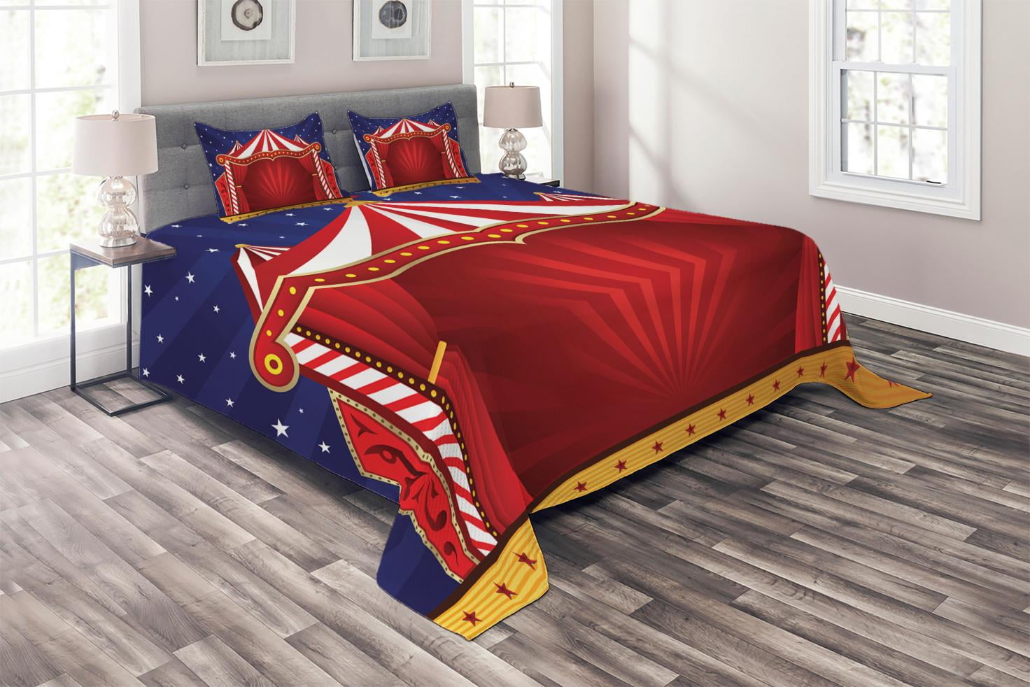 Ambesonne Circus Quilted Coverlet 3 Pcs, Canvas Circus Tent Art, King ...
