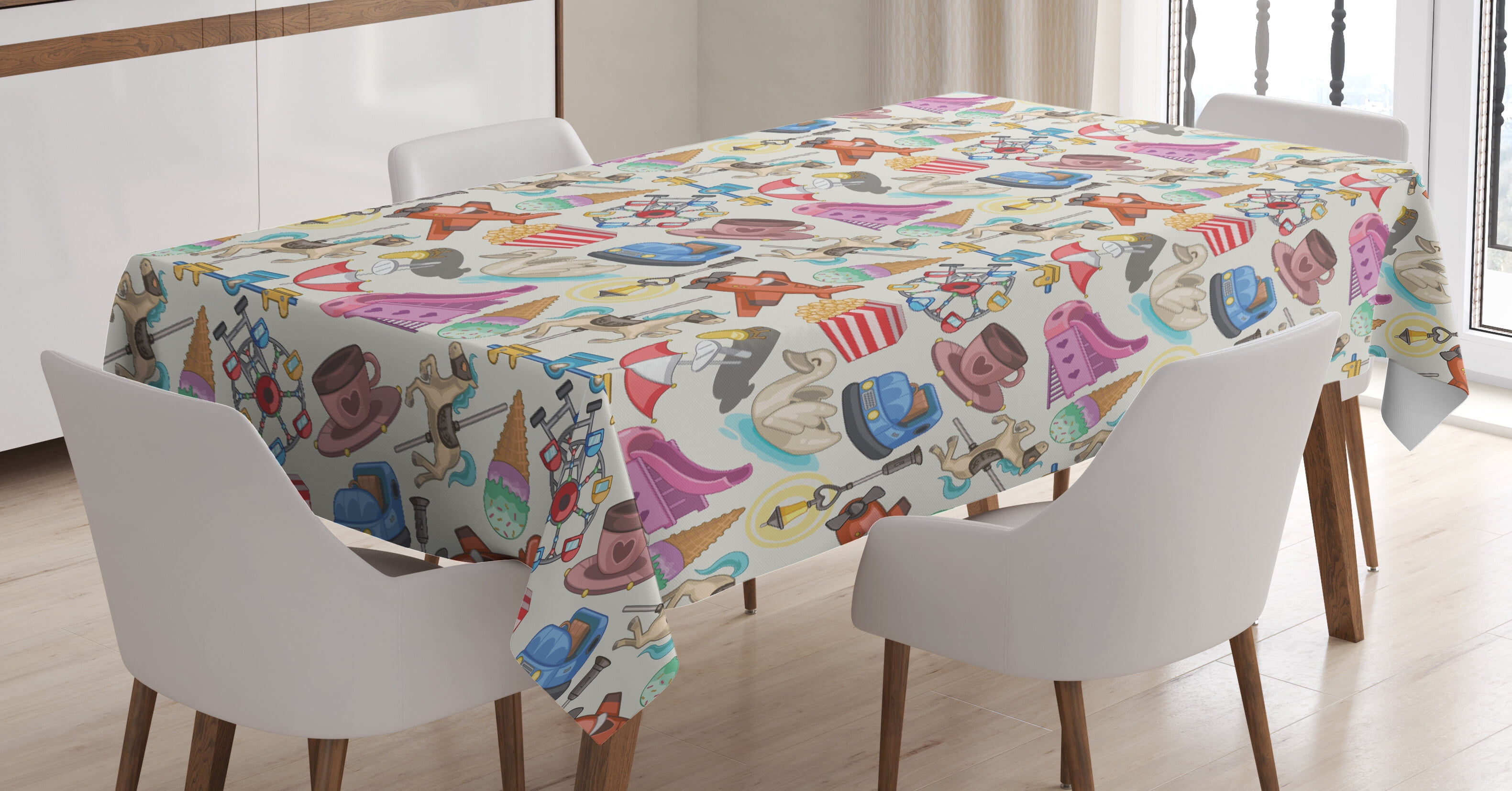 Ambesonne Circus Tablecloth Rectangular Table Cover, Playground Theme ...