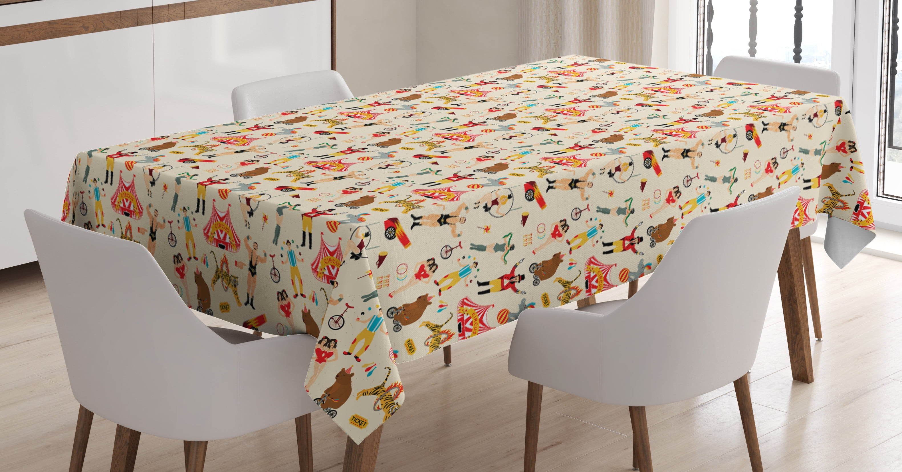 Ambesonne Circus Tablecloth Rectangular Table Cover, Retro Circus ...