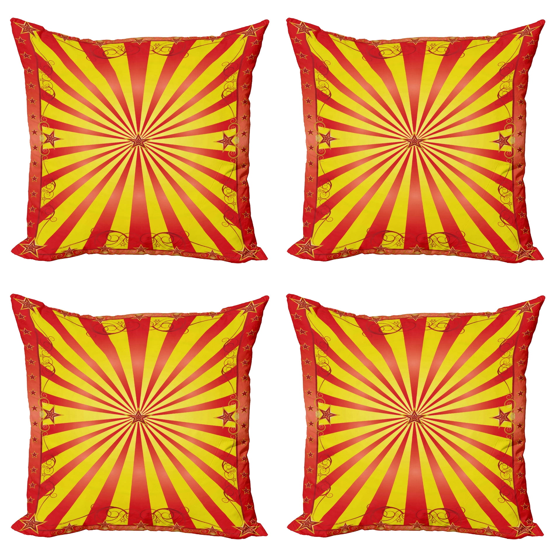 Ambesonne Circus Throw Pillow Cover 4 Pack, Retro Flyer Background, 18 ...