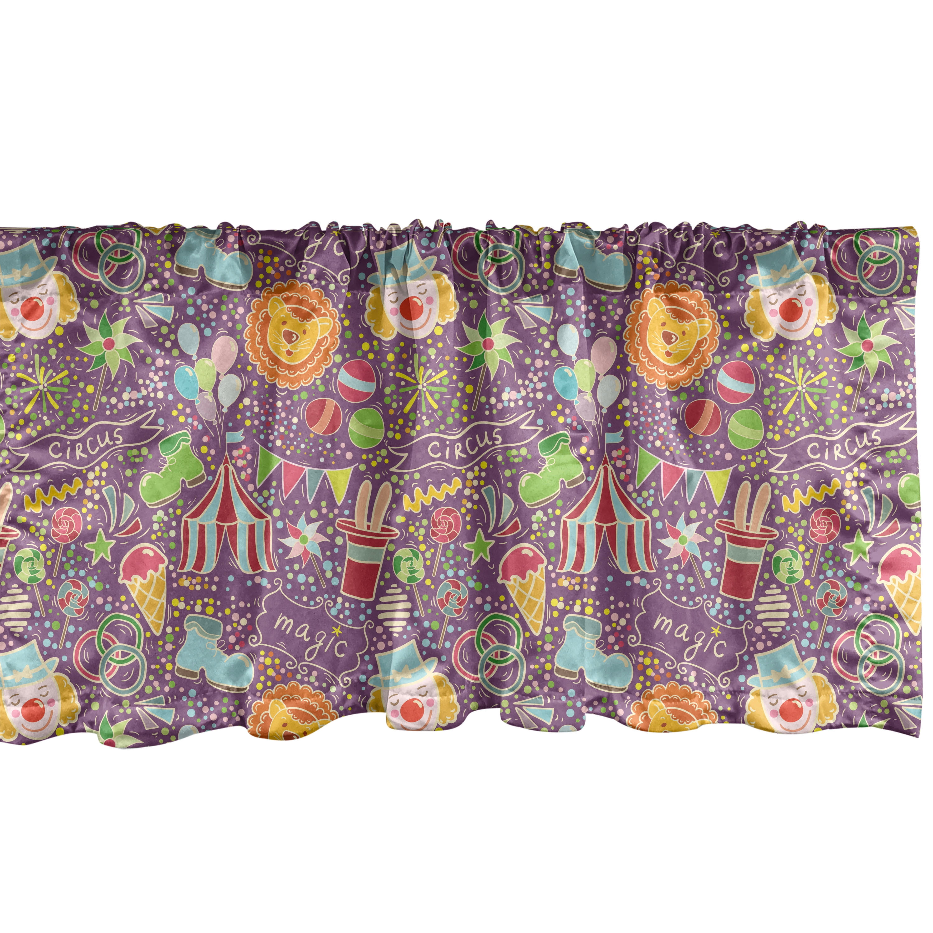 Ambesonne Circus Window Valance, Tent Clown Icecream Ring, 42" x 12 ...