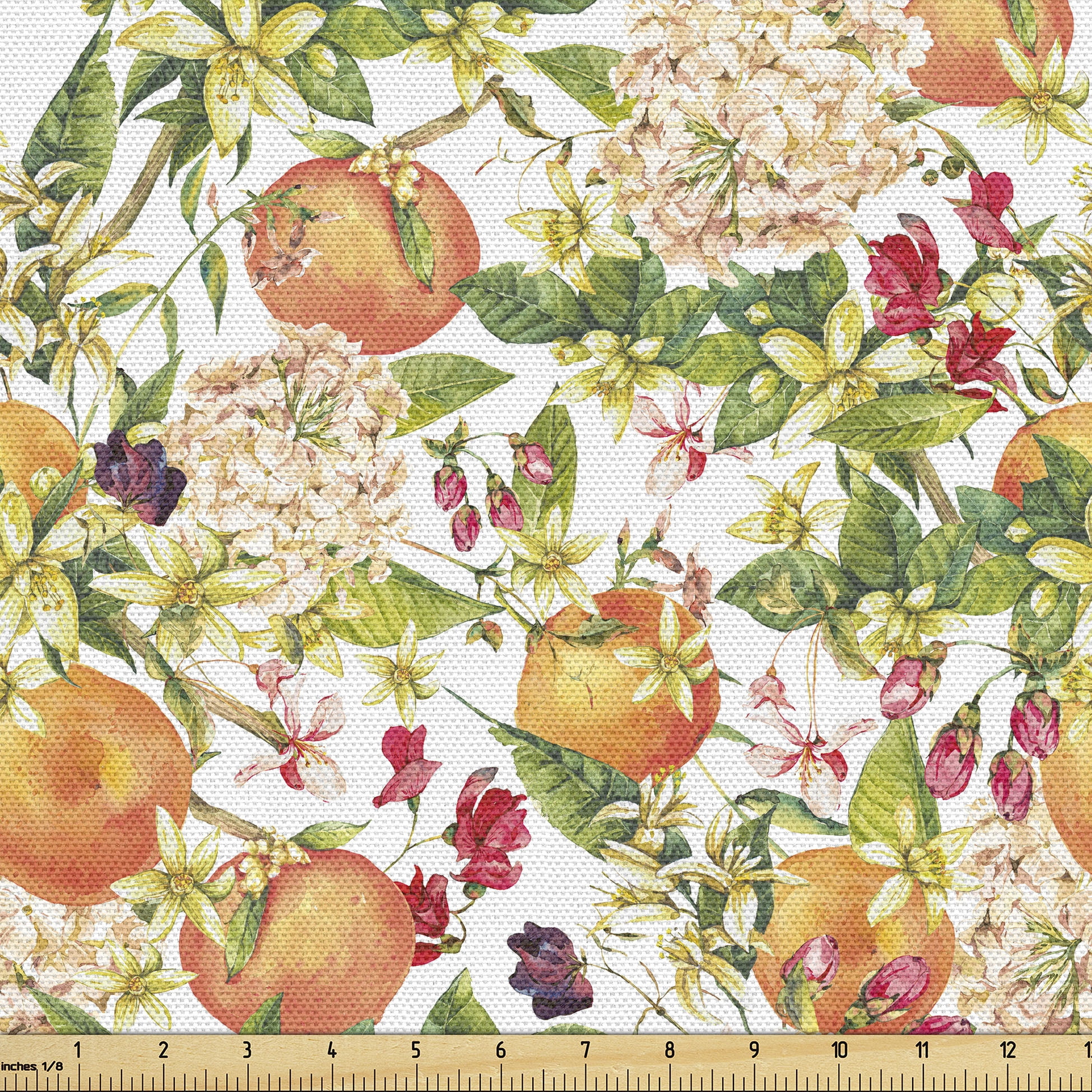Ambesonne Citrus Fabric by the Yard Upholstery, Jungle Scene Leafy ...
