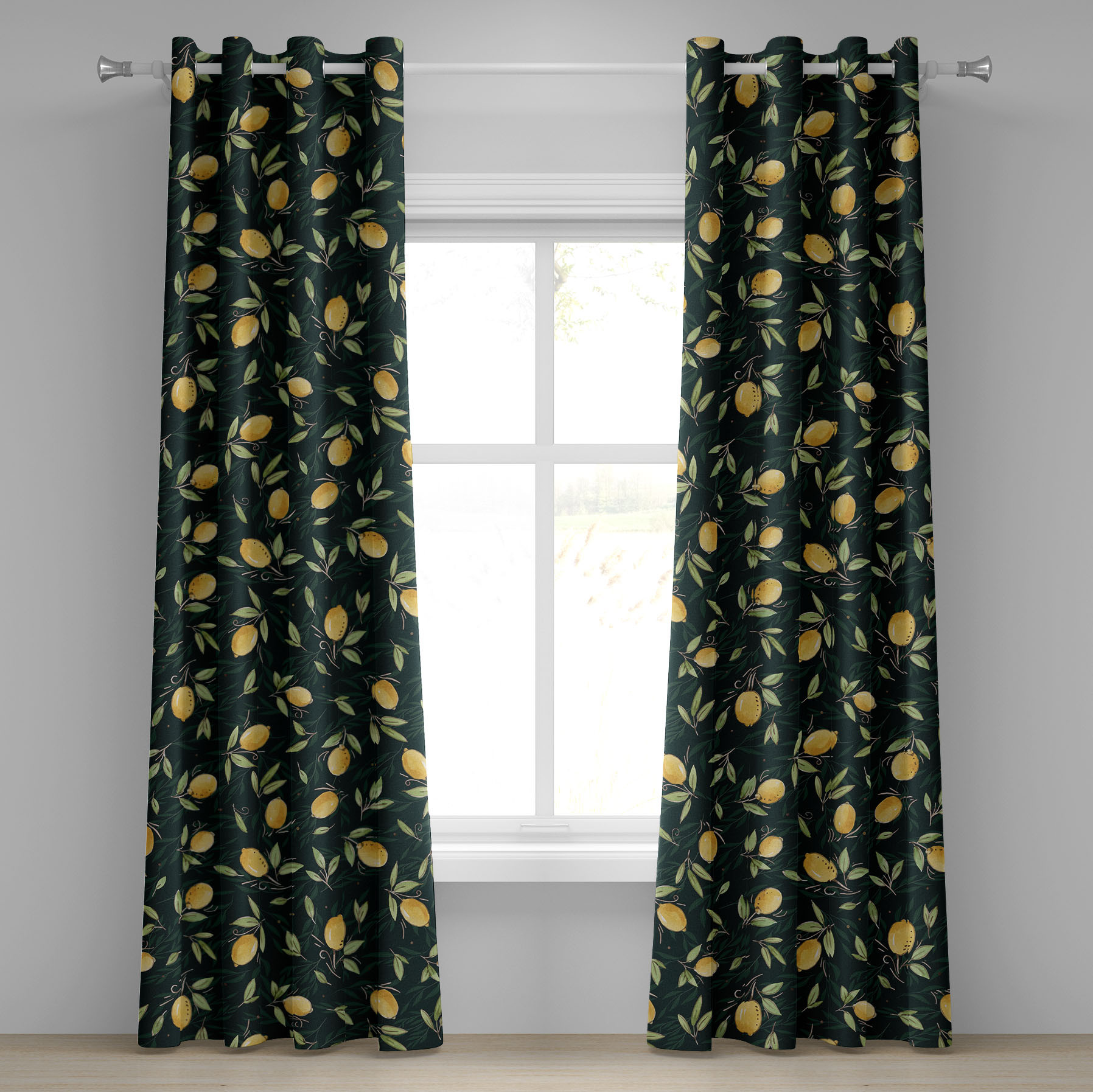 Ambesonne Citrus Grommet Curtain, Lemon Pattern Tropical Art, 50"x108 ...