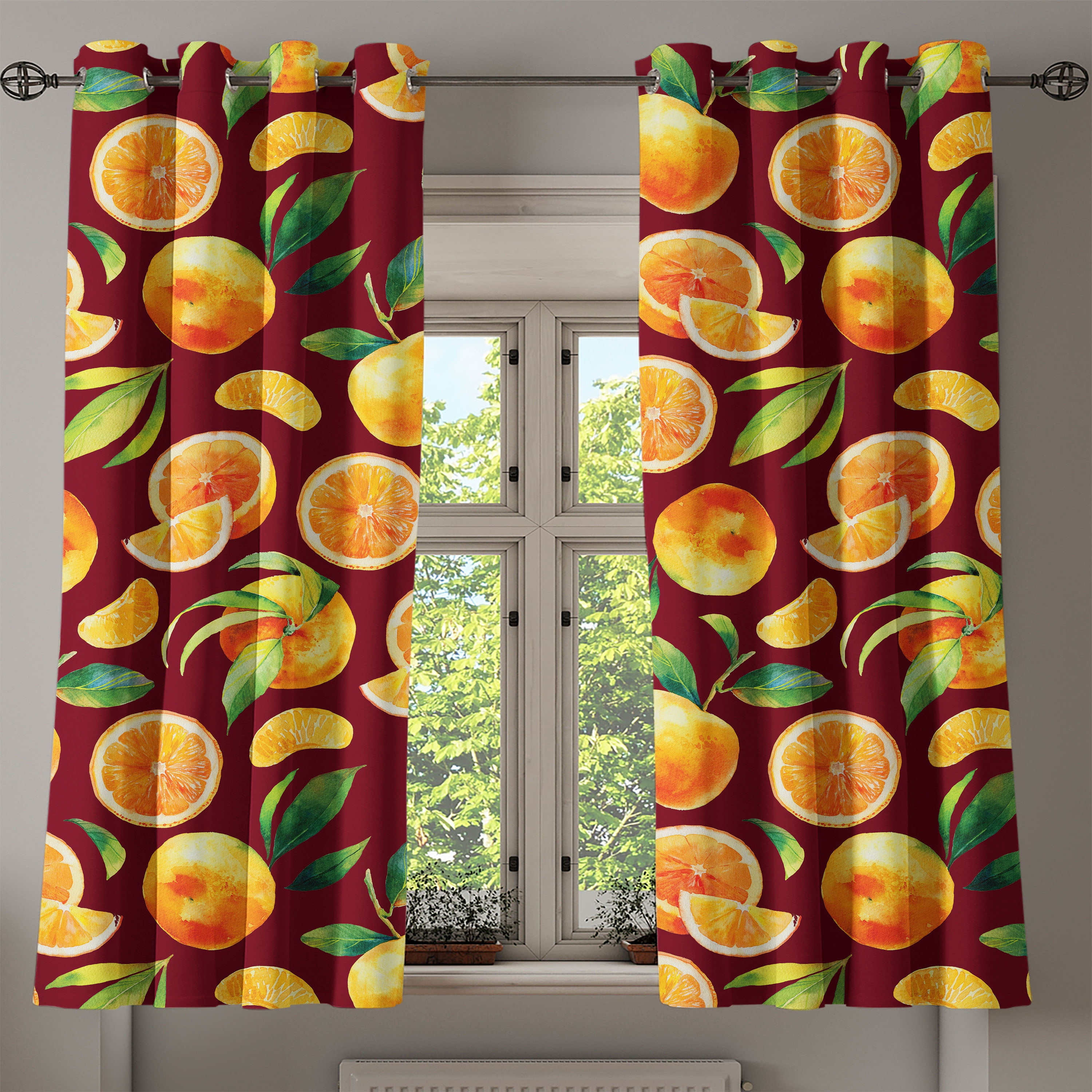 Ambesonne Citrus Grommet Curtain, Vintage Mandarin Pattern, 50"x60 ...