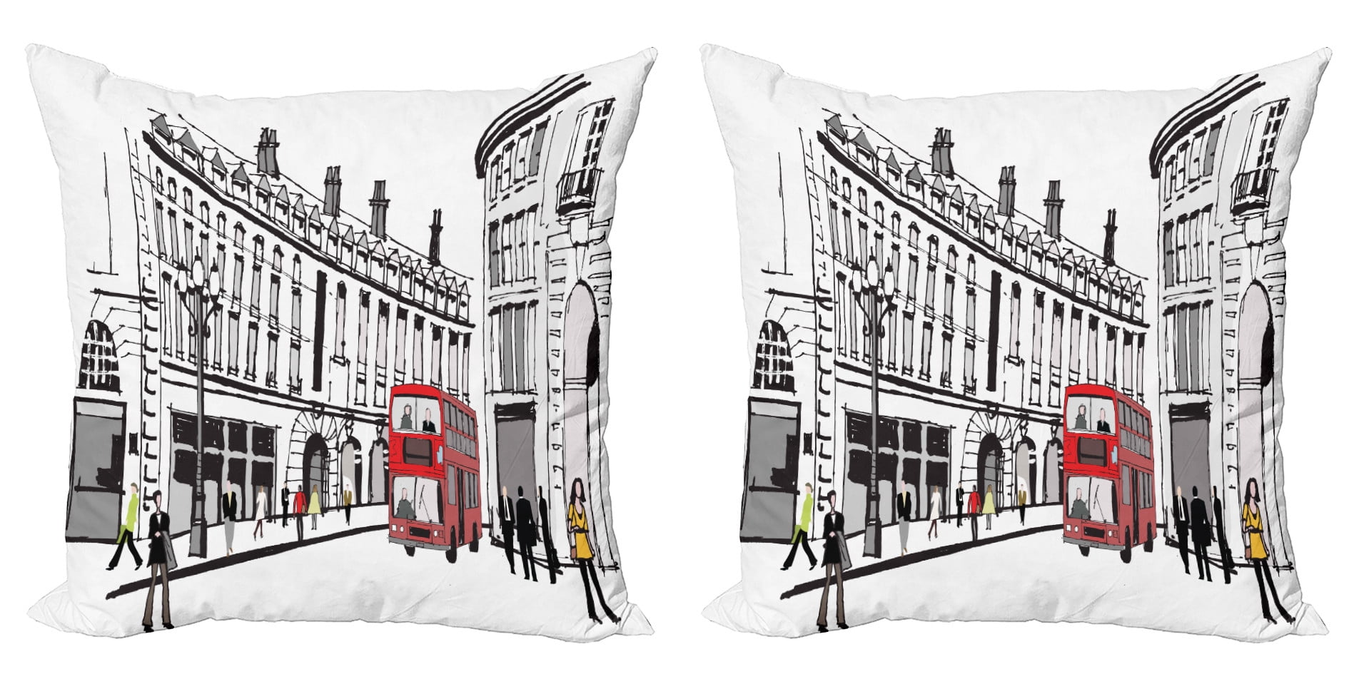 Ambesonne City Throw Pillow Cover 2 Pack, Urban View London Piccadilly ...