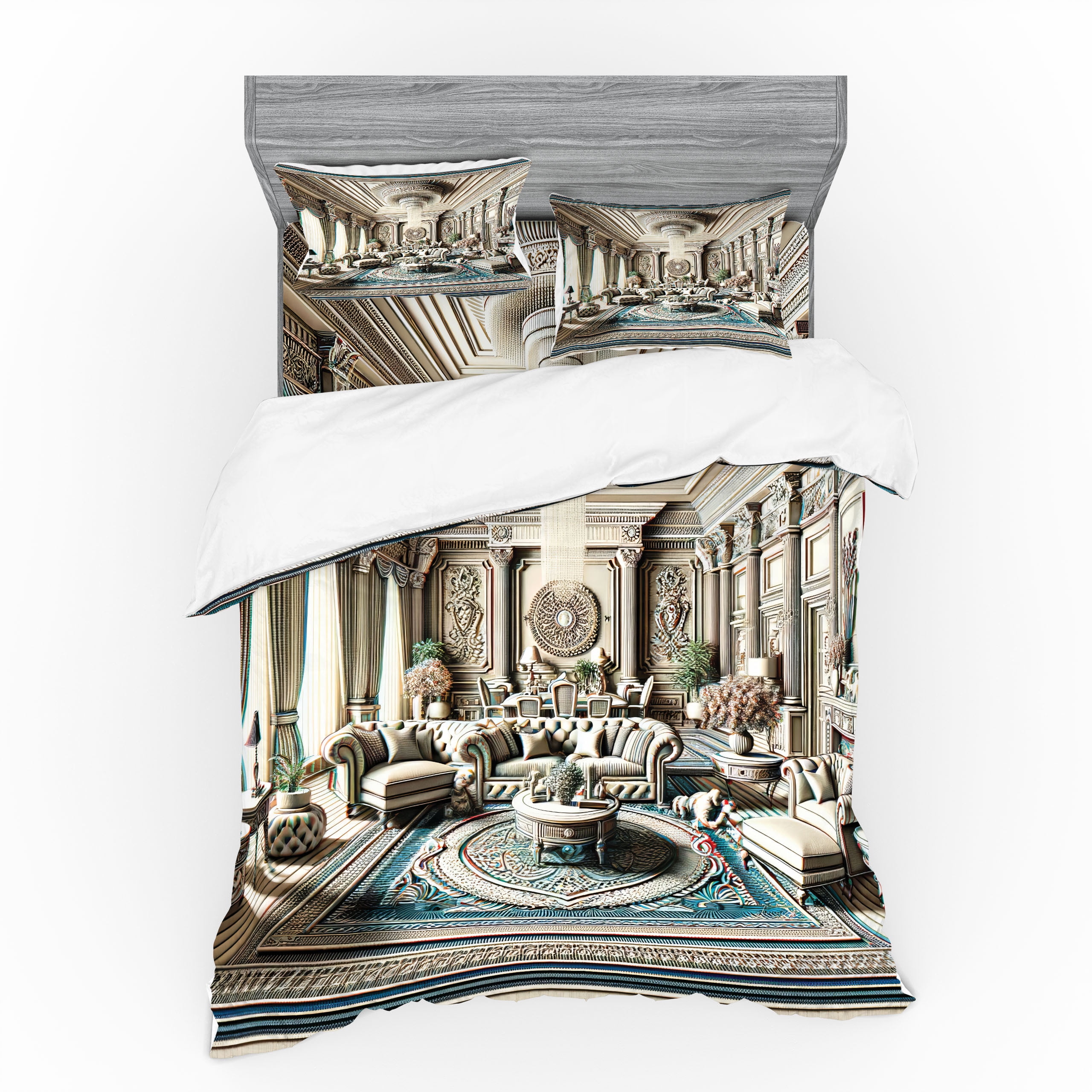 Ambesonne Classic Bedding Set 4 Pcs, Ritzy Room Posh Scene Print, Queen ...