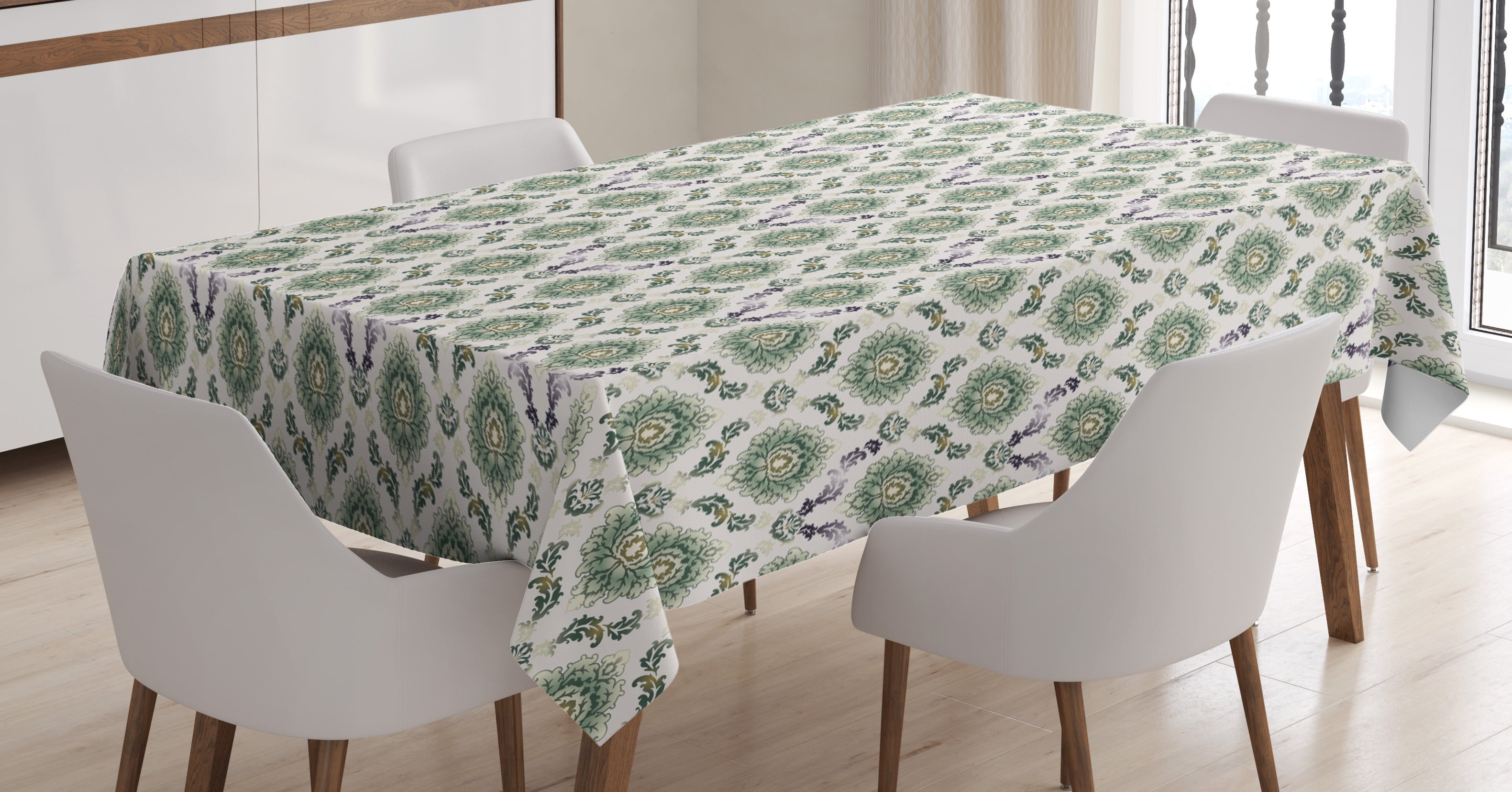 Ambesonne Classical Tablecloth Rectangular Table Cover, Orient Damask ...