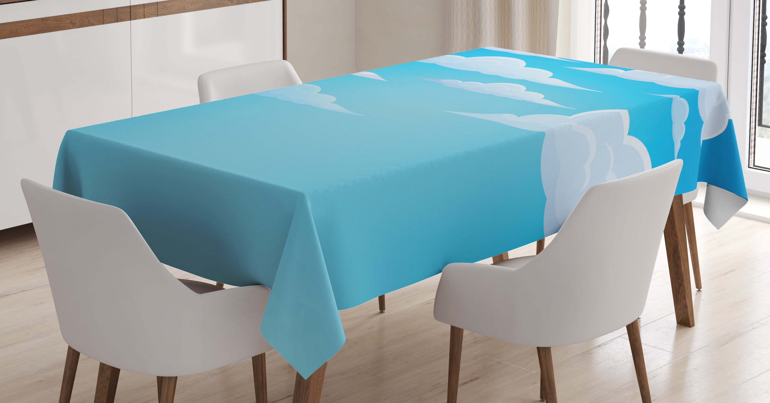 Ambesonne Cloud Tablecloth Rectangular Table Cover, Dispersed Puffy ...