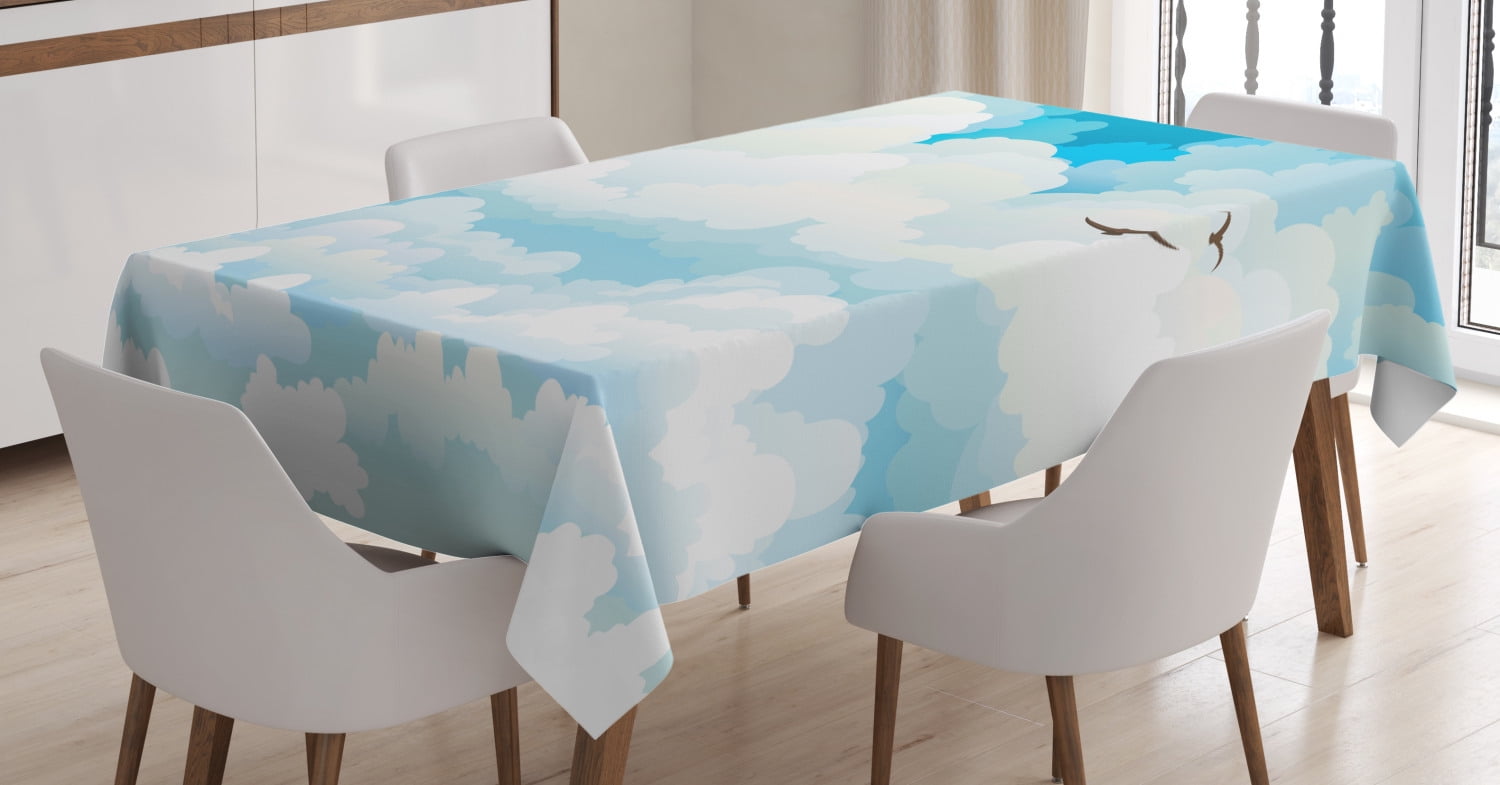 Ambesonne Cloud Tablecloth Rectangular Table Cover, Silhouettes of ...