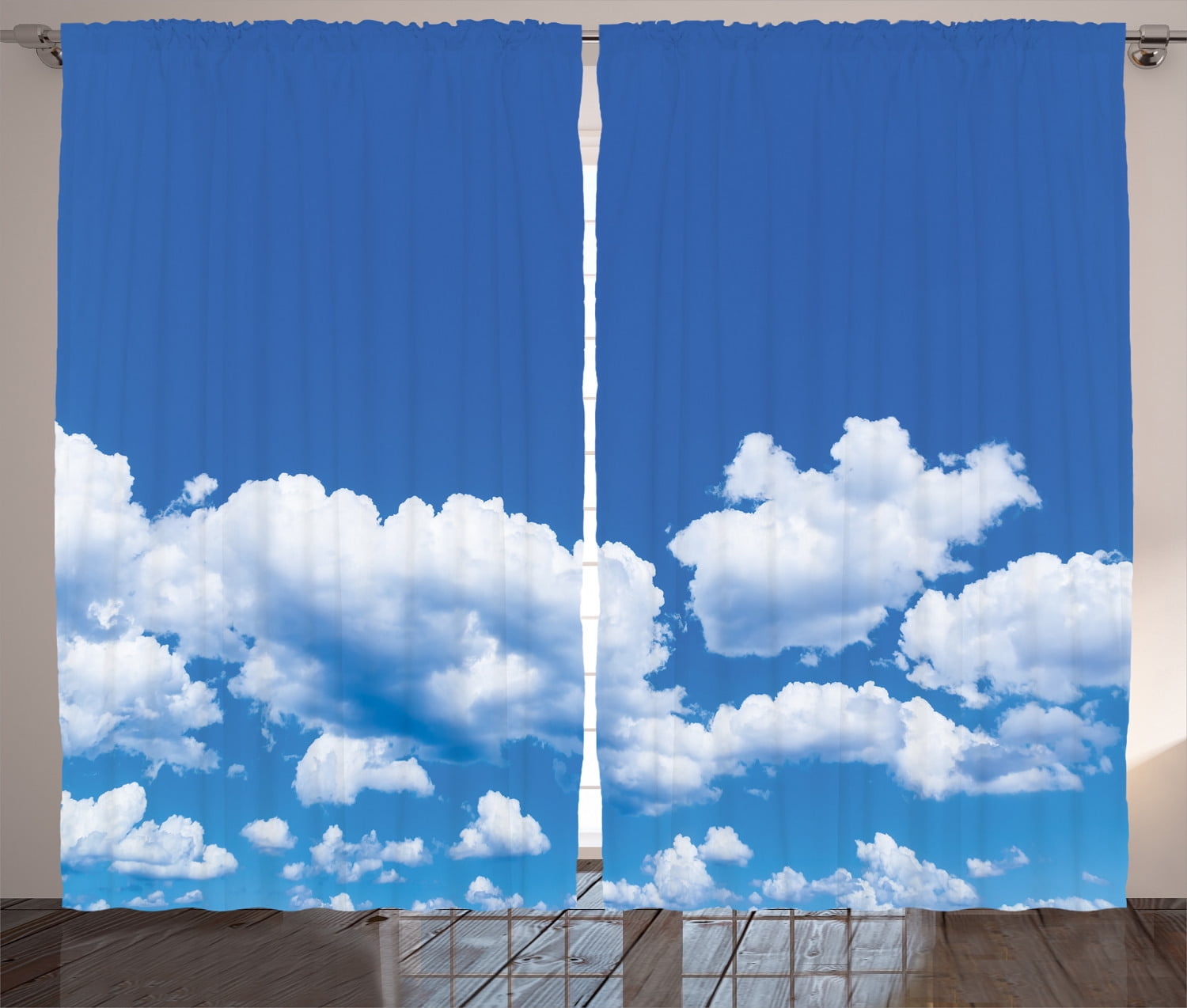 Ambesonne Clouds Curtains 2 Panel Set, Summertime Nature Scene, 108" x ...