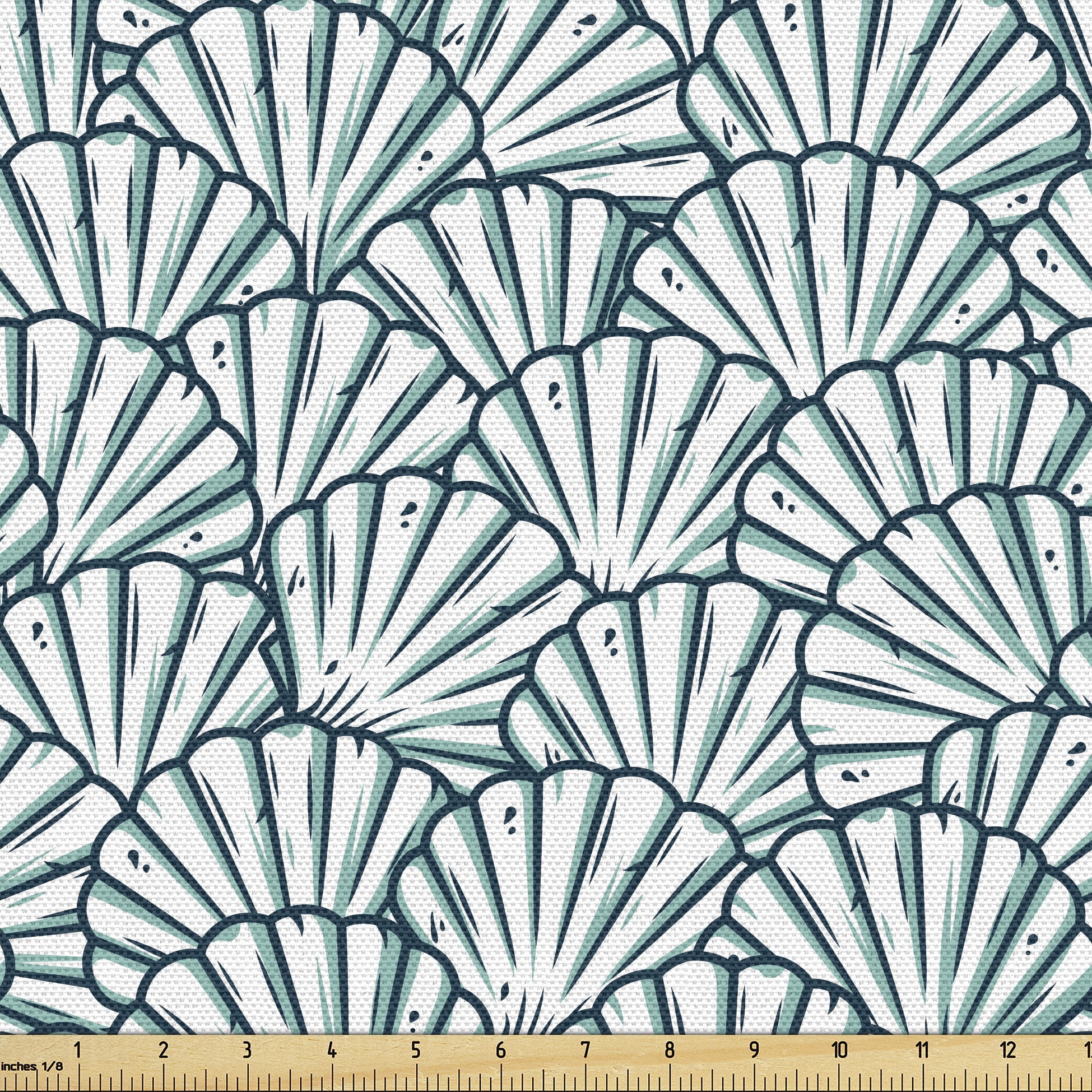 Ambesonne Coast Fabric by the Yard Upholstery, Summer Pop Art Seashell ...