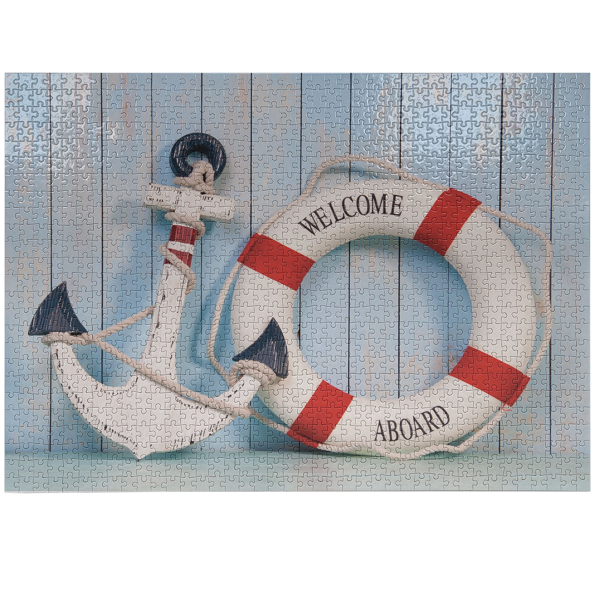 Ambesonne Coastal Jigsaw Puzzle, Welcome Aboard Sign Anchor, Heirloom ...