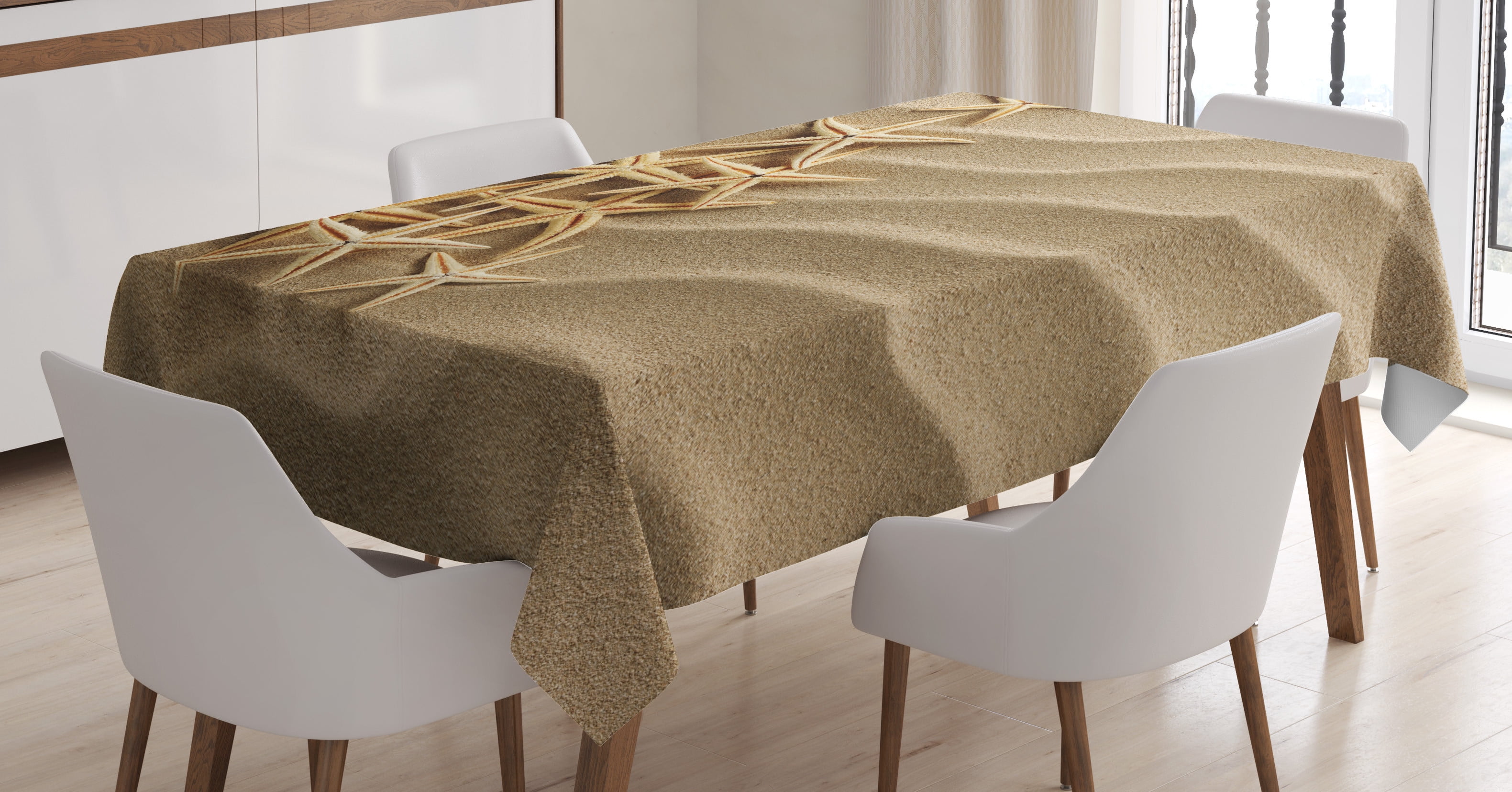 Ambesonne Coastal Tablecloth Rectangular Table Cover, Triangular Shaped ...