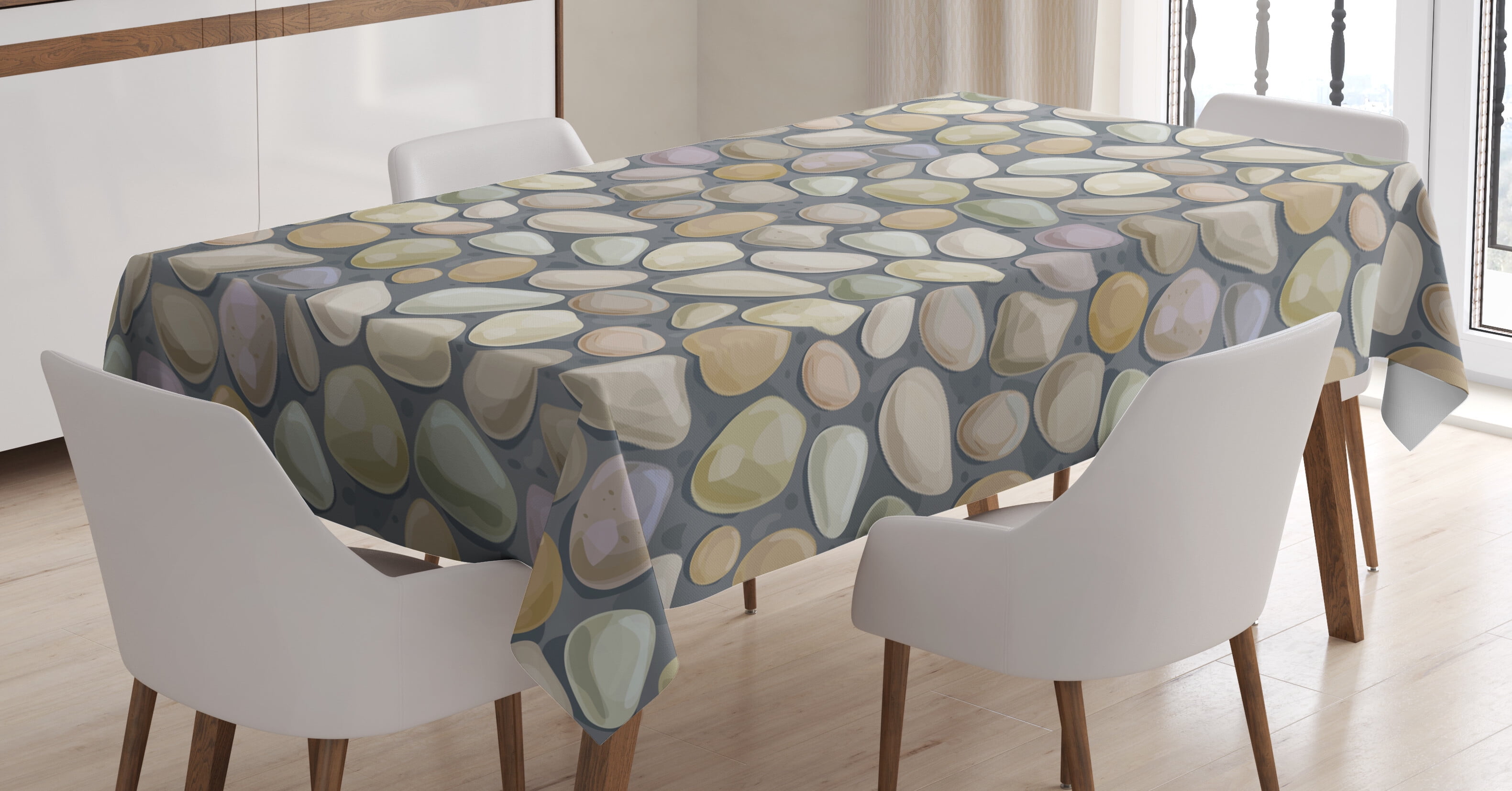 Ambesonne Cobblestone Tablecloth Rectangular Table Cover, Pebble ...