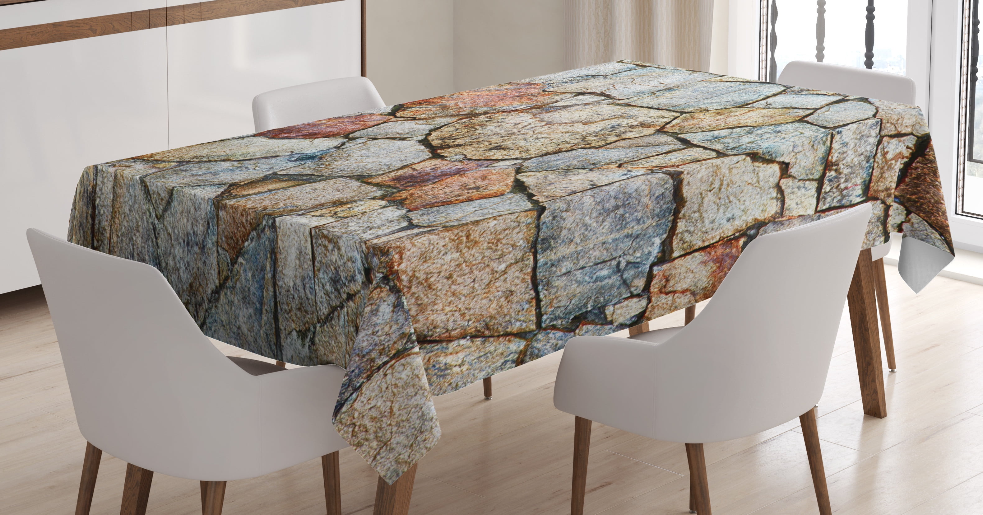 Ambesonne Cobblestone Tablecloth Rectangular Table Cover, Rustic ...