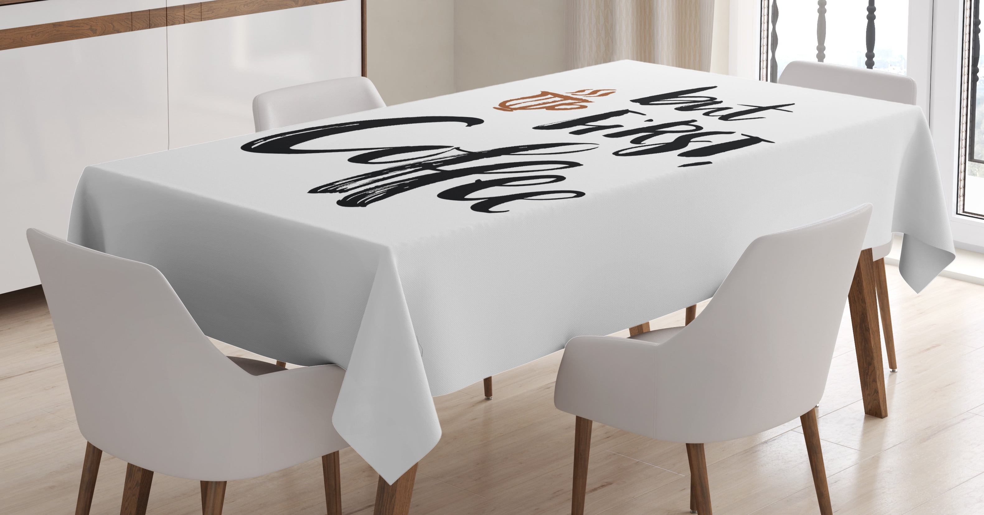 Ambesonne Coffee Tablecloth Rectangular Table Cover, Brush Style ...