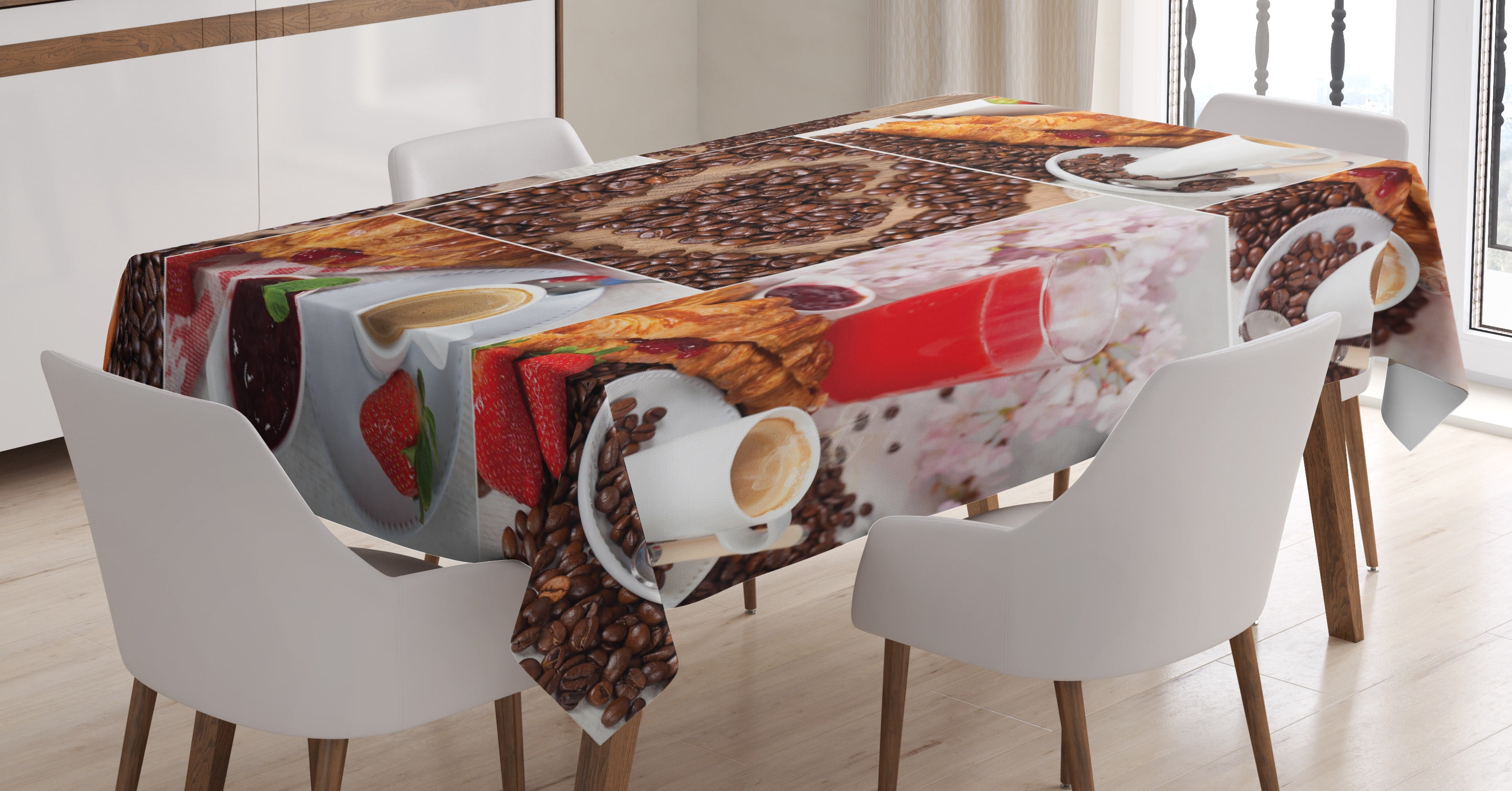 Ambesonne Coffee Tablecloth Rectangular Table Cover, Croissant and ...