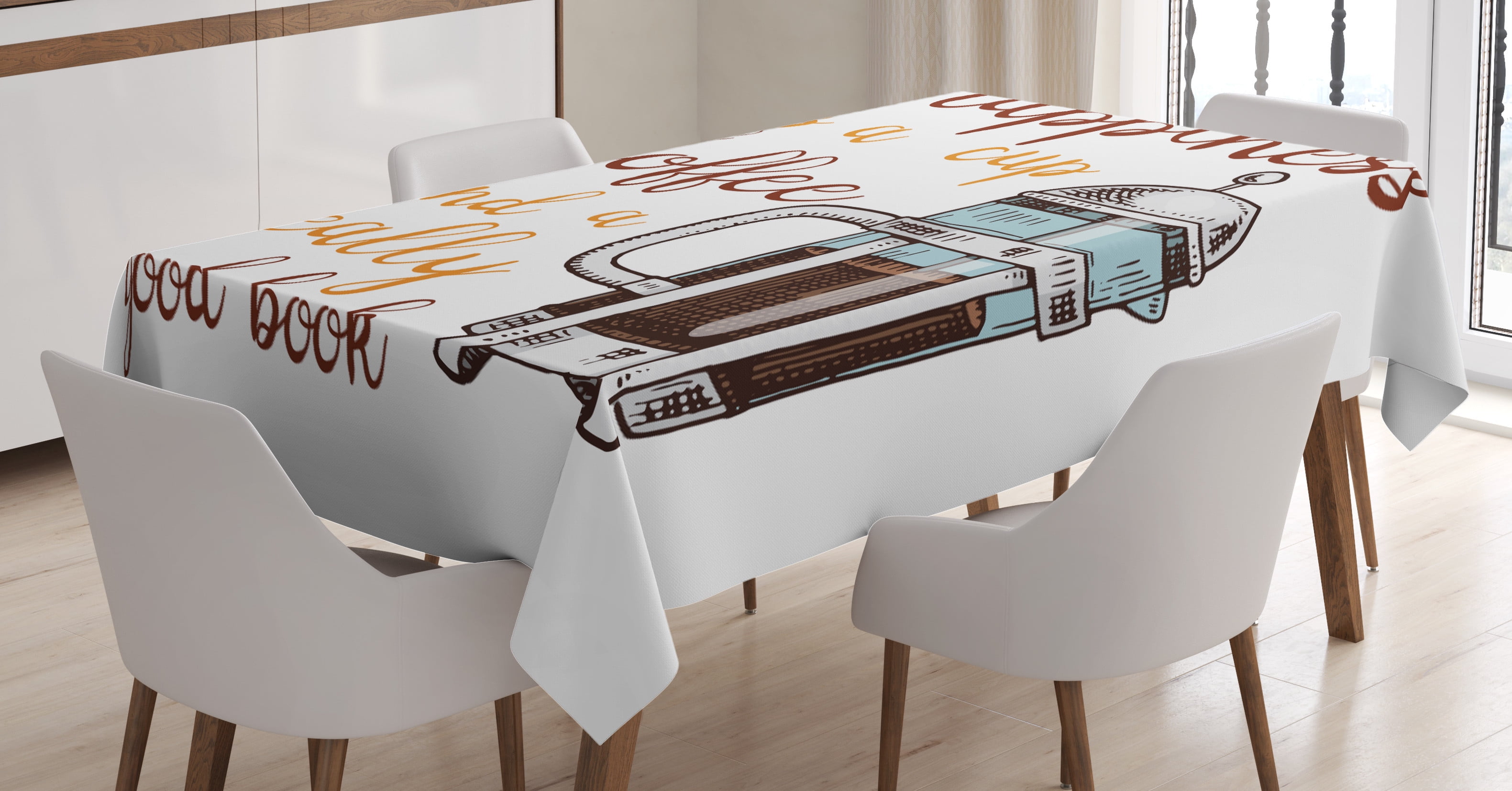 Ambesonne Coffee Tablecloth Rectangular Table Cover, French Press and ...