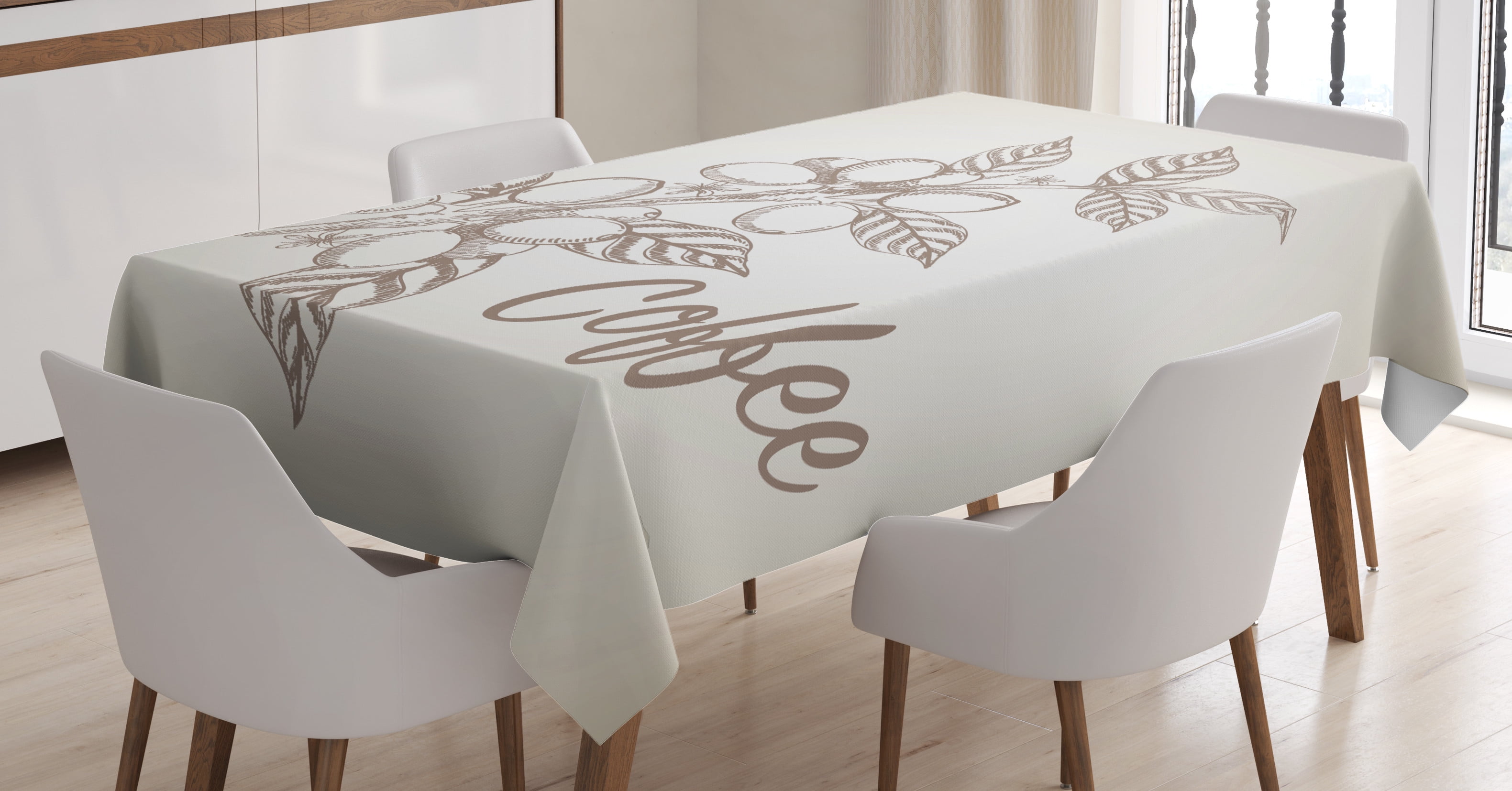 Ambesonne Coffee Tablecloth Rectangular Table Cover, Sketch Style ...