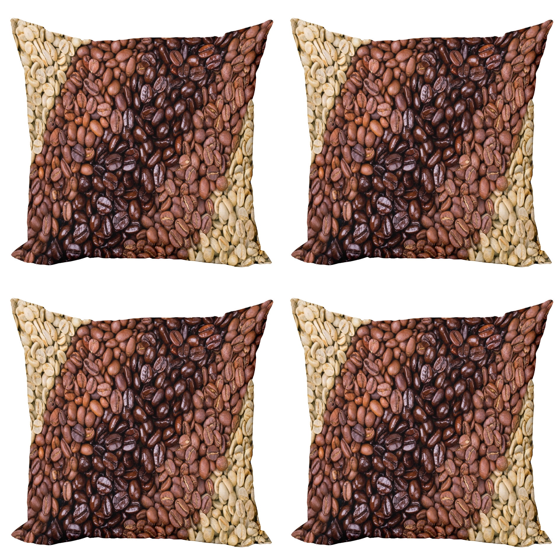 Ambesonne Coffee Throw Pillow Cover 4 Pack, Drink Pale and Dark Stripes ...