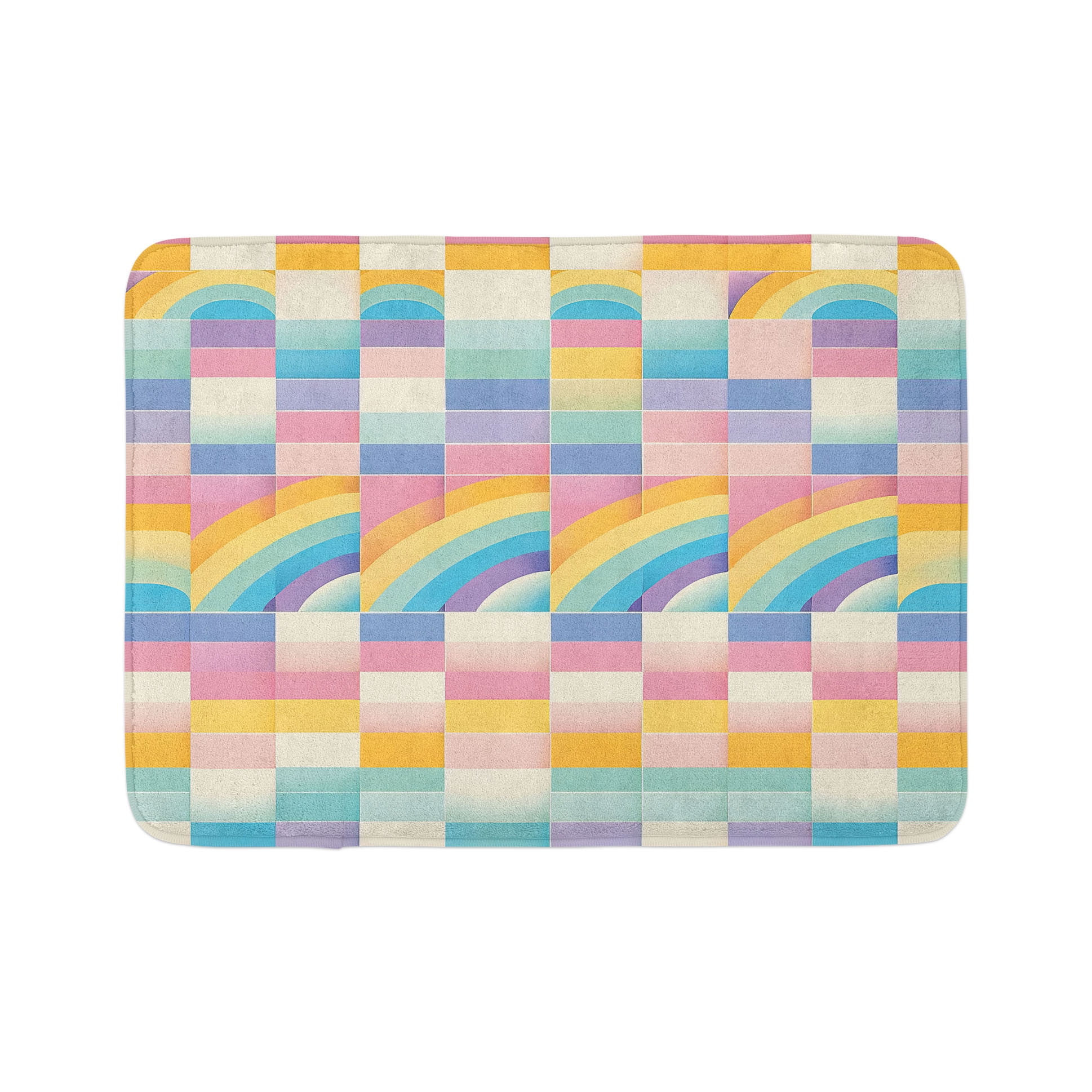 Ambesonne Colorful Bath Mat, Pastel Rainbow Checkered, 30.2" x 20 ...