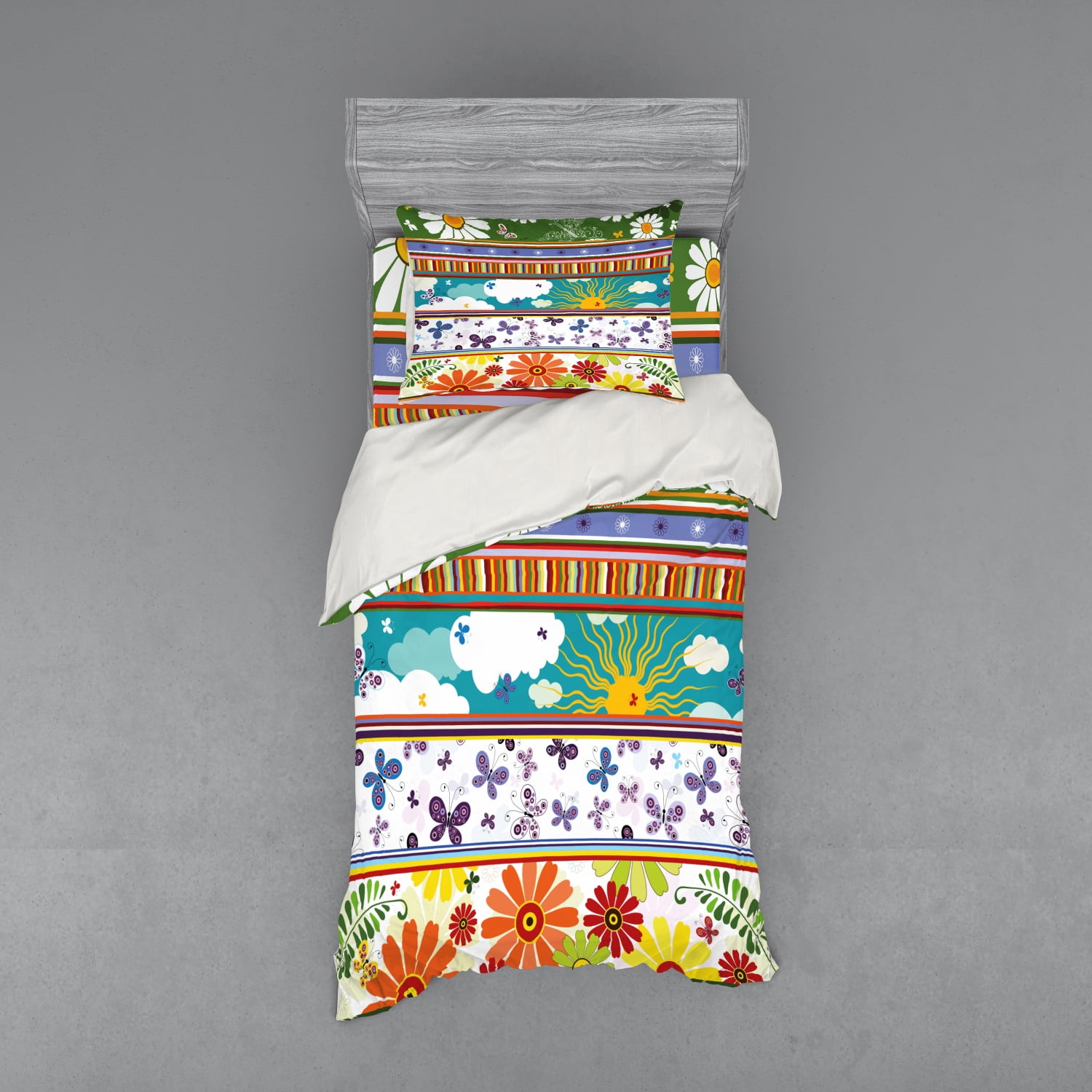 Ambesonne Colorful Bedding Set 3 Pcs, Vivid Daisies Sun, Twin XL ...