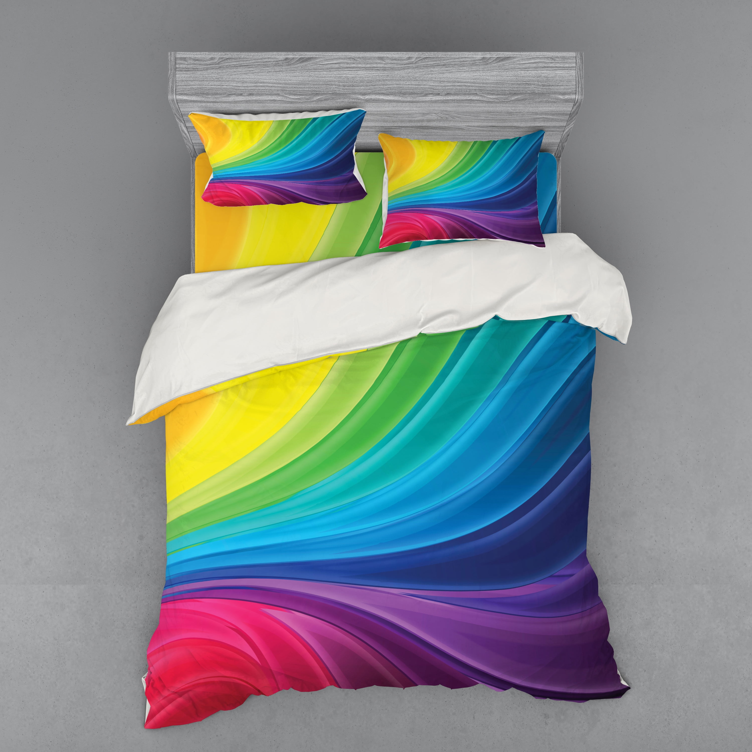 Ambesonne Colorful Bedding Set 4 Pcs, Abstract Smooth Lines, Queen ...