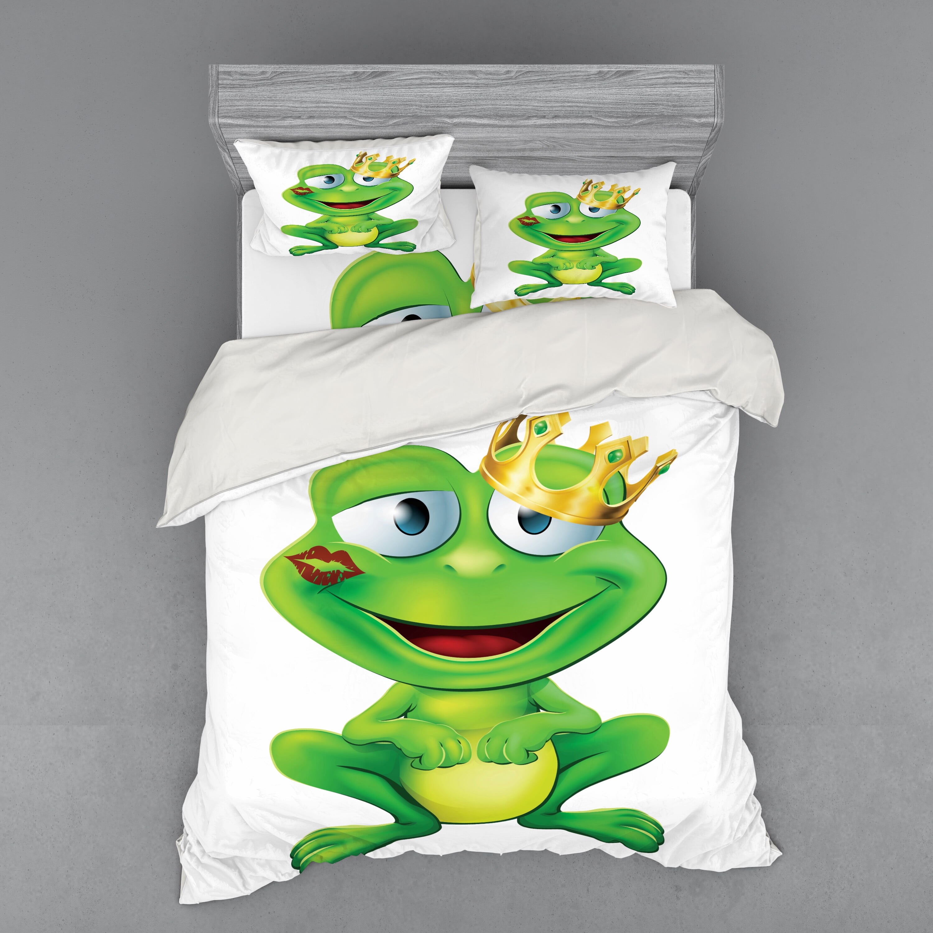 Ambesonne Colorful Bedding Set 4 Pcs, Crown Frog Prince, Queen ...