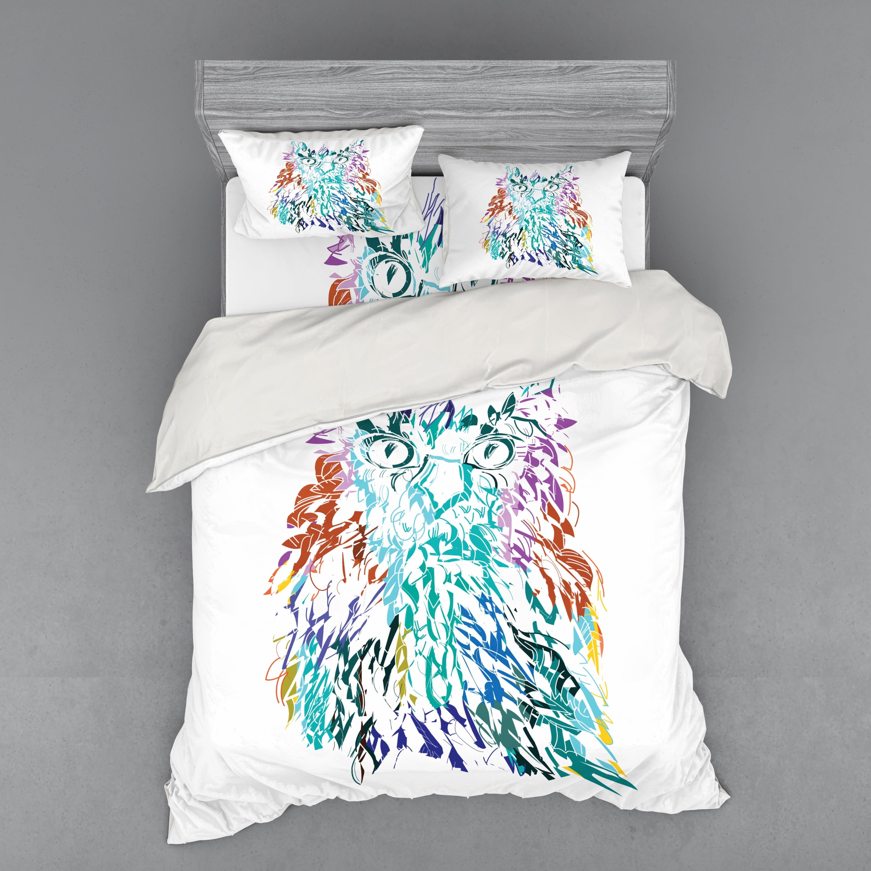 Ambesonne Colorful Bedding Set 4 Pcs, Feathers Eyes Vision, Queen ...