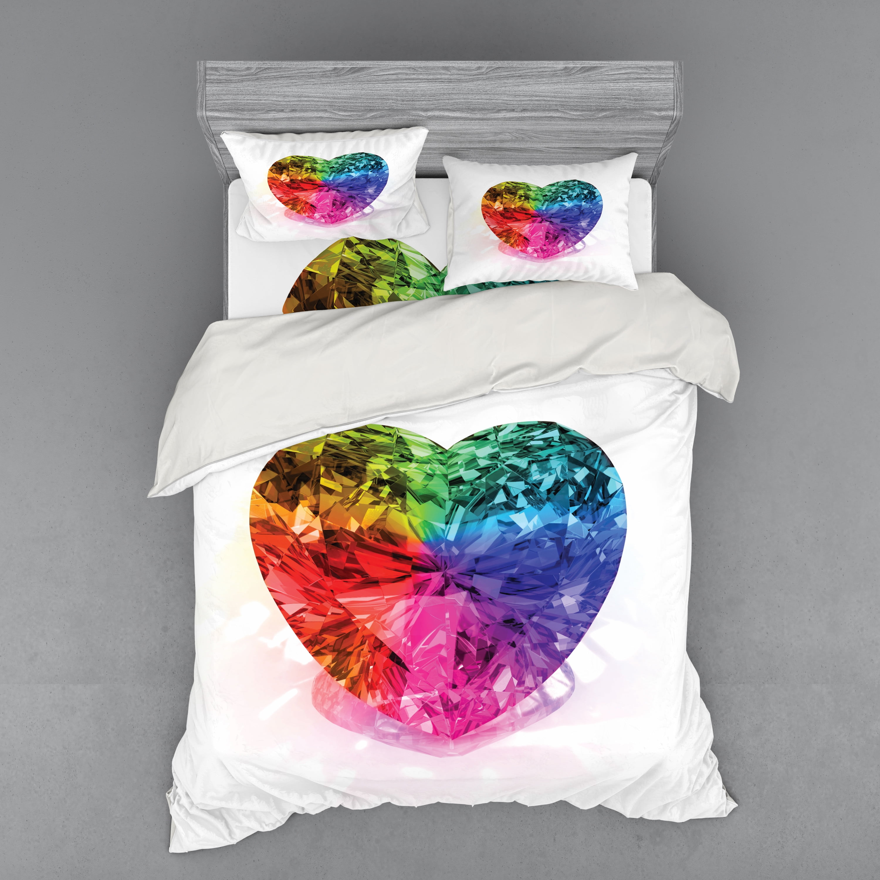 Ambesonne Colorful Bedding Set 4 Pcs, Love Heart Romance, Queen ...