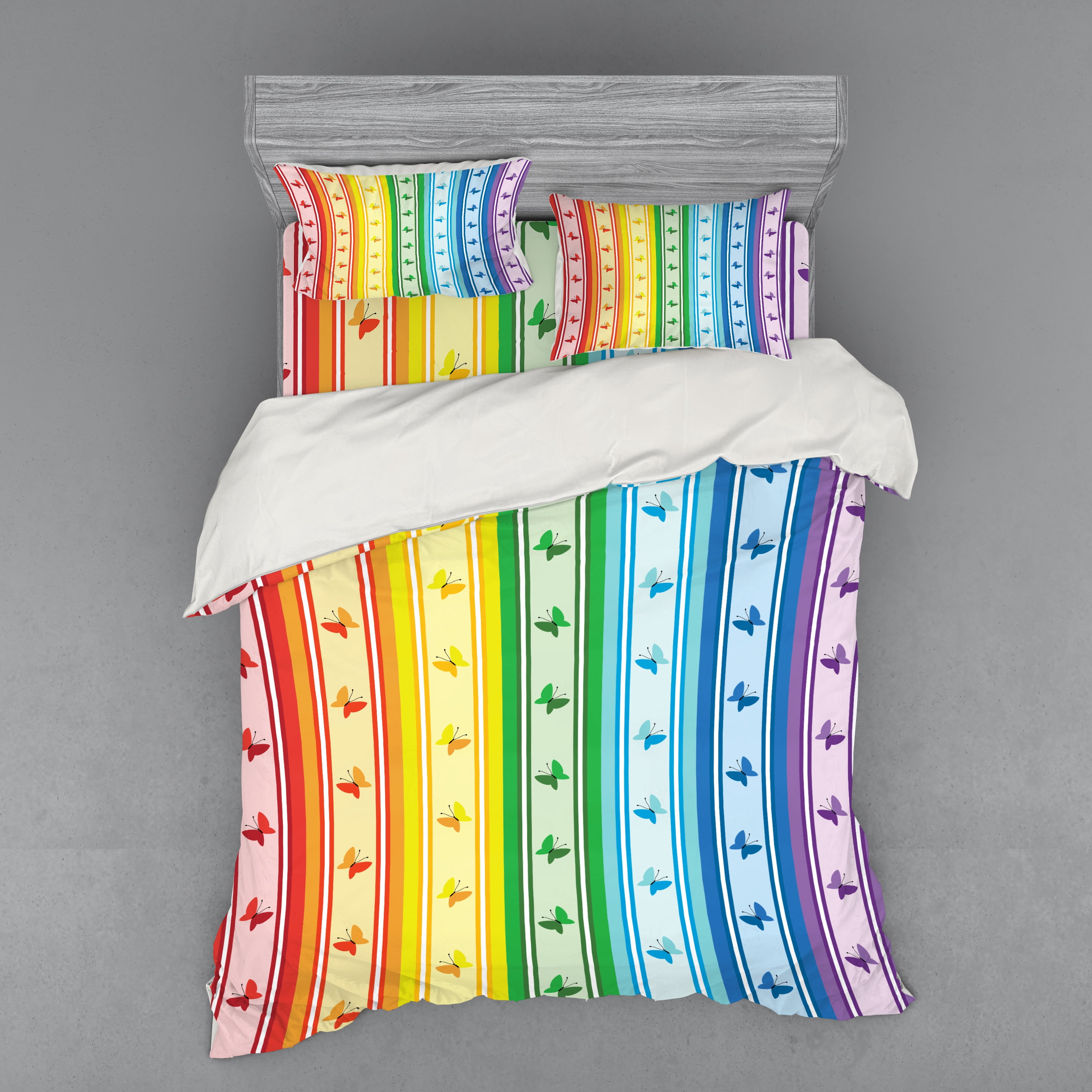Ambesonne Colorful Bedding Set 4 Pcs, Stripe Rainbow Pattern, Queen ...