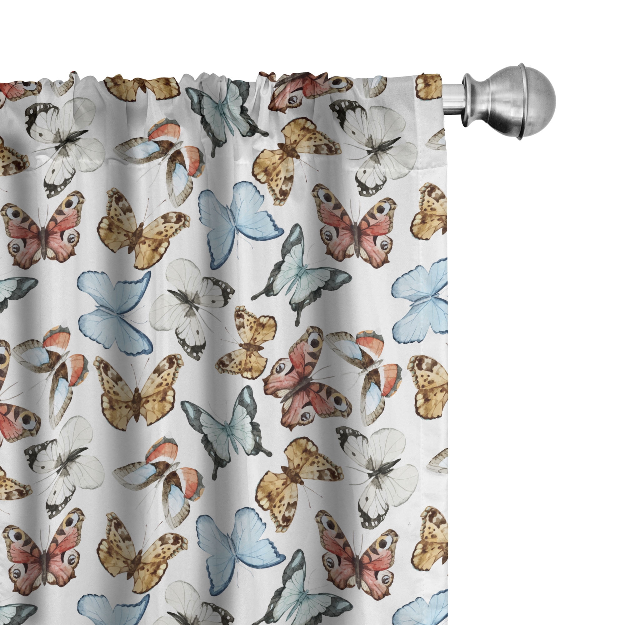 Ambesonne Colorful Curtains, Bohemian Butterflies, Pair of 28"x84 ...