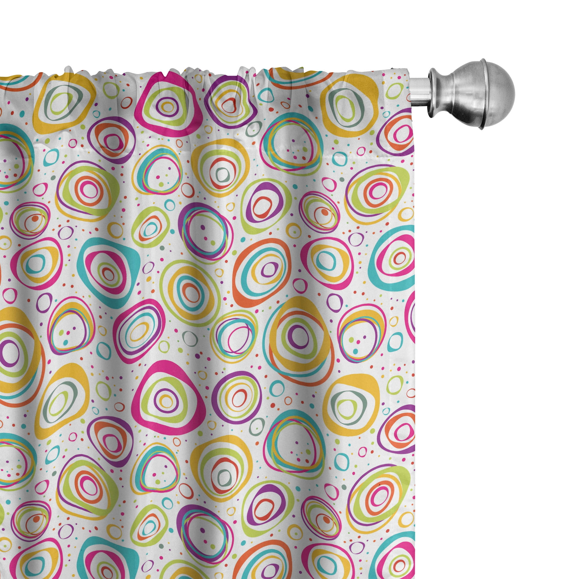 Ambesonne Colorful Curtains, Circle and Dots Spring, Pair of 28"x84 ...
